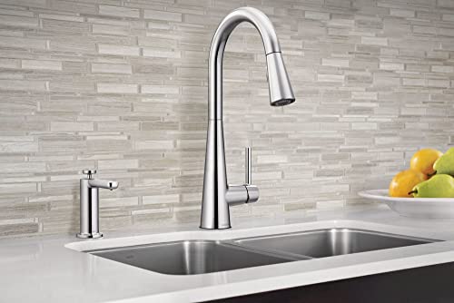 Moen Sleek Chrome One-Handle High Arc Pulldown Kitchen Faucet Featuring Power Boost, Modern Kitchen Sink Faucet with Pull Down Sprayer, 7864