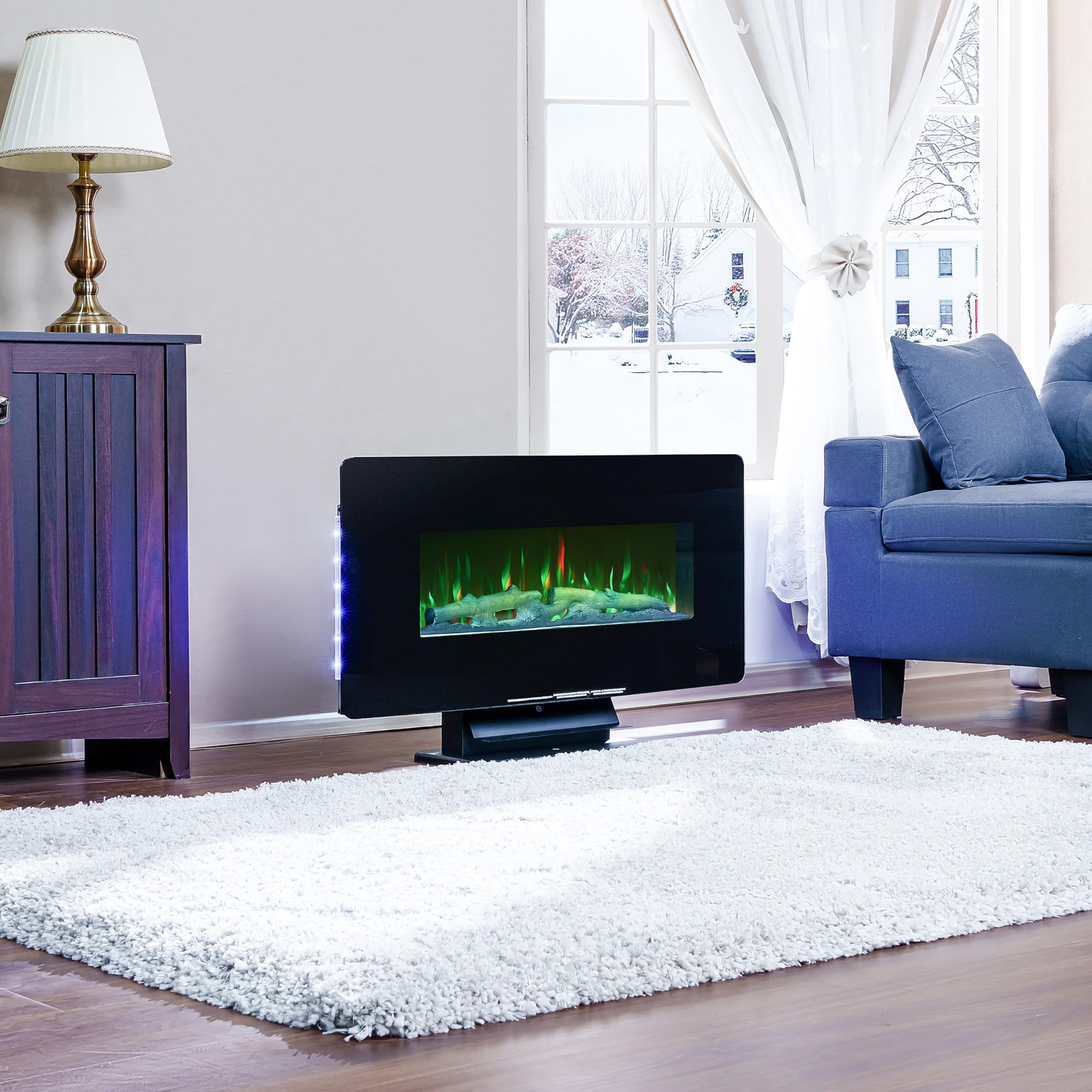 Nilecc Electric Fireplace Insert, 36" in-Wall Recessed and Wall Mounted 1500 W Faux Fireplace Fit for 2X 4 and 2X 6 Stud with Remote Control, Log & Crystal