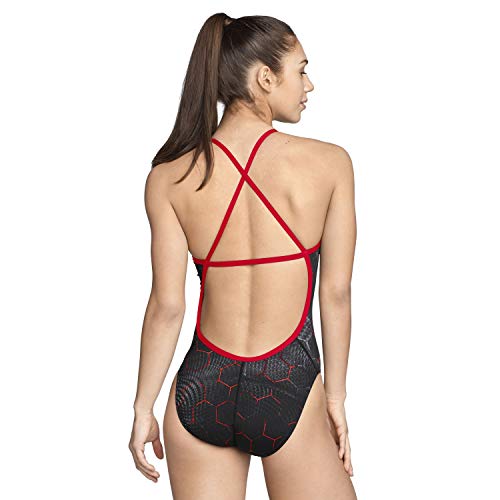 Speedo Women's Standard Swimsuit One Piece Endurance+ Cross Back Printed Adult Team Colors, Infinite Red, 30
