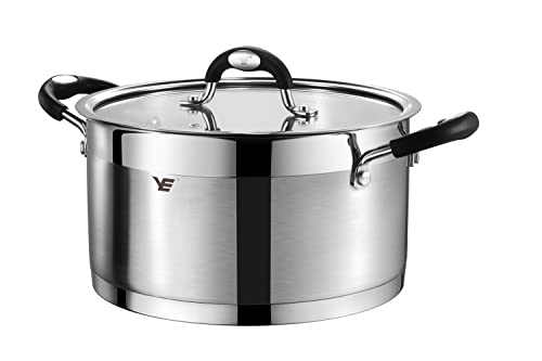 Mirror Polished Stainless Steel Stock Pot with Lid,Healthy Cookware Stockpots Stew Potļ¼Casserole Soup Pot Compatible with All Heat Sources,Dishwasher Safe (8.4Qt)