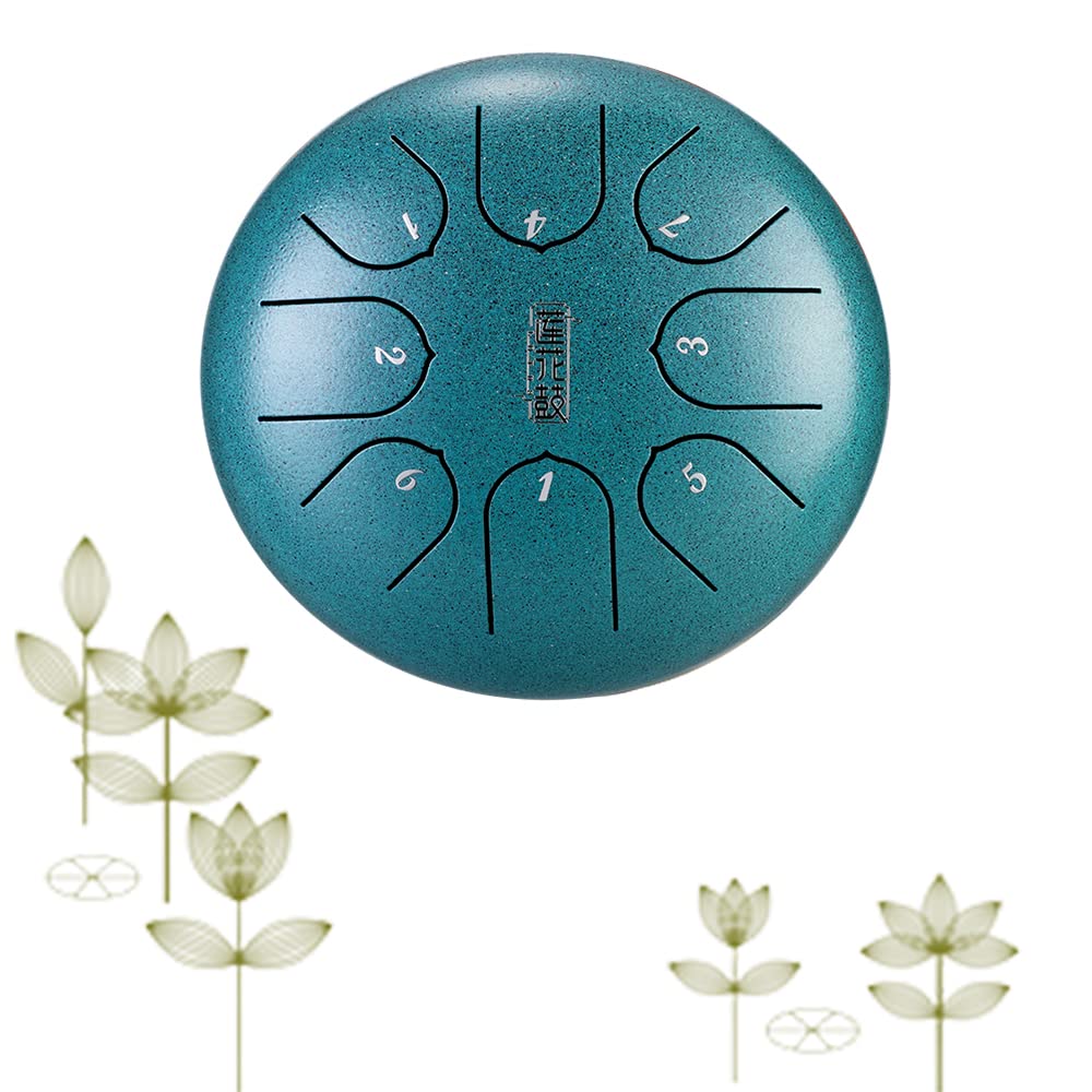 Steel Tongue Drum 6 Inch 8 Note,Ethereal Drum Panda Drum,Class D Ethereal Drum,Applicable to Music Education,Mind Healing, Yoga Meditation (Malachite)