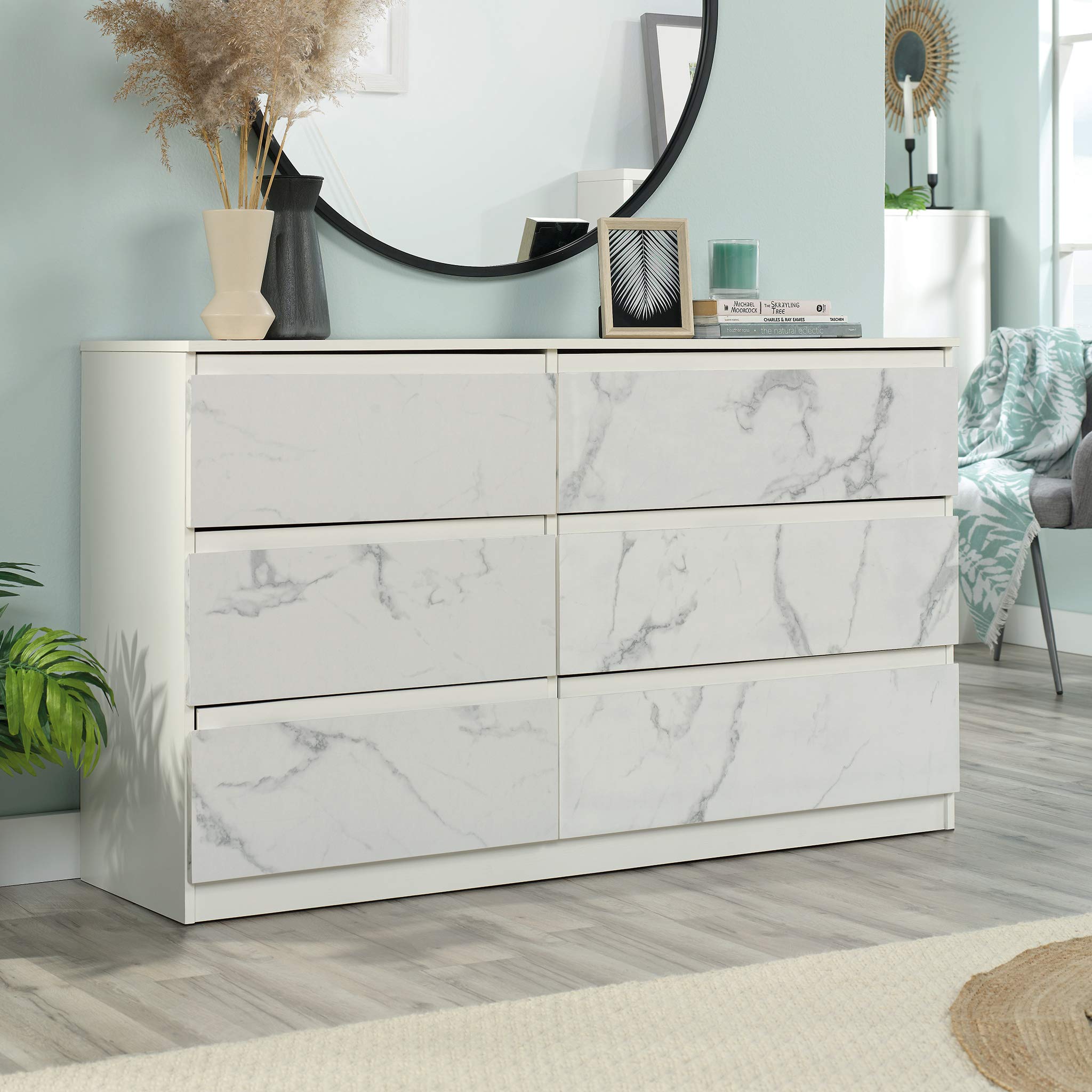 Sauder Hudson Court Double Dresser, L: 55.16" x W: 16.18" x H: 33.11", Pearl Oak