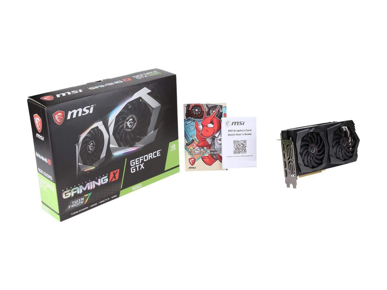 MSI Gaming GeForce GTX 1660 128-Bit HDMI/DP 6GB GDRR5 HDCP Support DirectX 12 Dual Fan VR Ready OC Graphics Card (GTX 1660 Gaming X 6G)