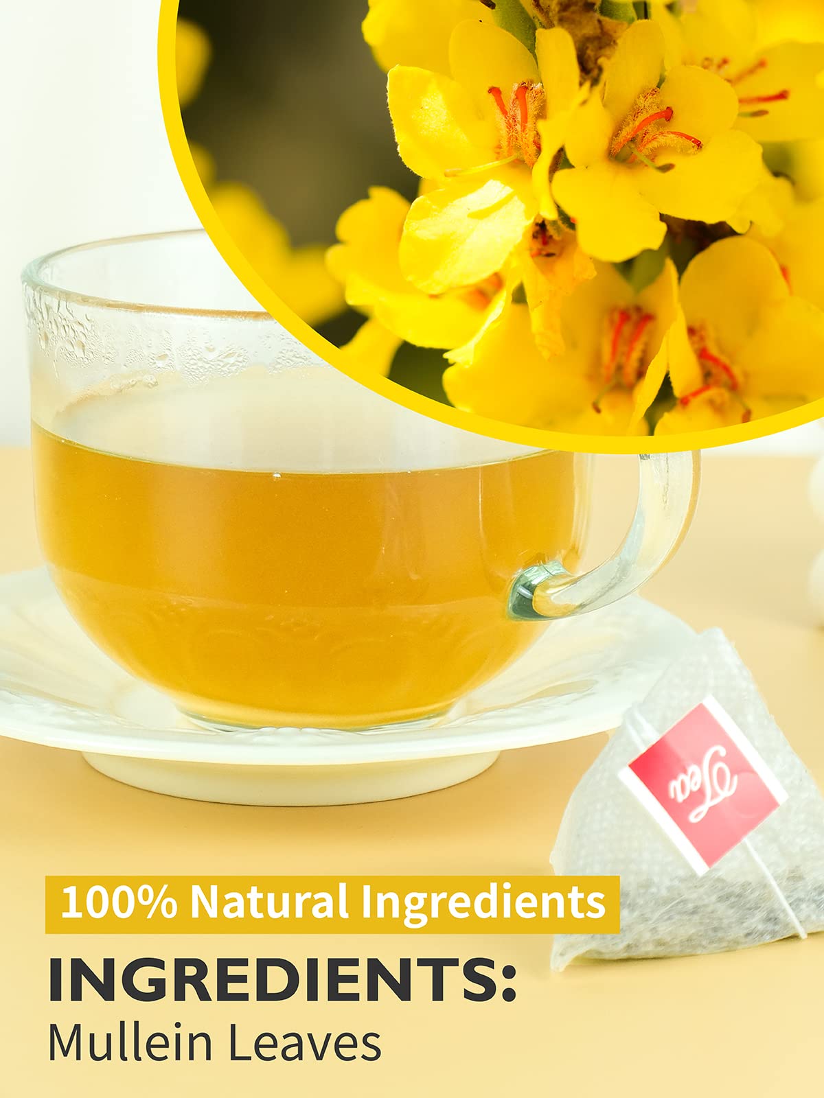 TeeLux Mullein Leaf Tea Bags, 3g/Bag, Natural Mullein Leaves, Caffeine Free, Pure Mullein Herbal Tea, 30 Tea Bags
