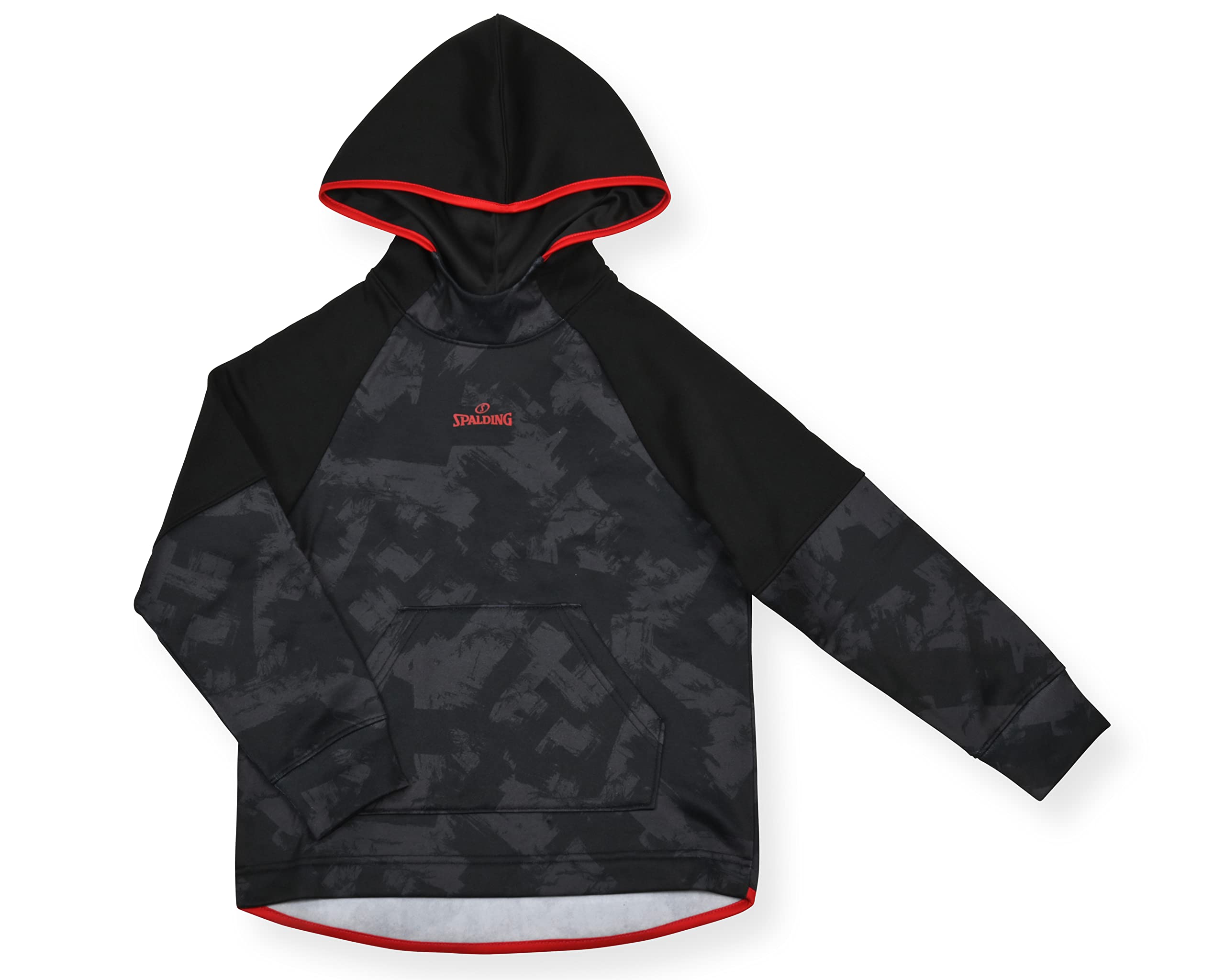 Spalding Boys Fleece Brush Print Hoodie and Jogger 2-Piece Set, Black, 8