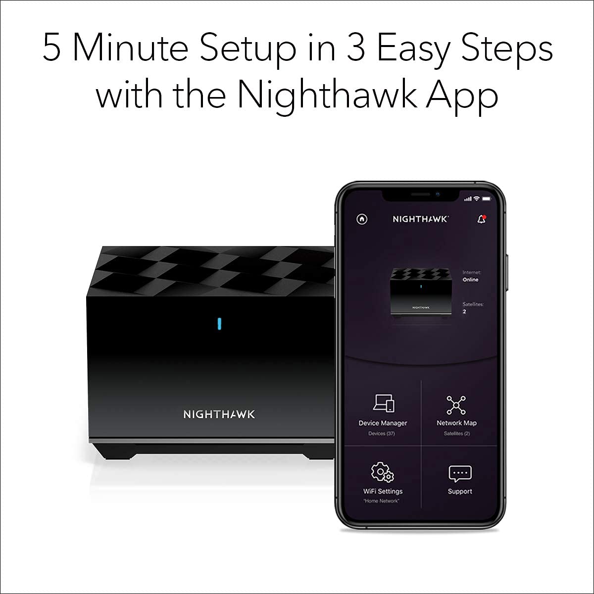 NETGEAR Nighthawk Tri-Band Whole Home Mesh WiFi 6 System (MK83) – AX3600 Router with 2 Satellite Extenders, Coverage up to 6,750 sq. ft. (Renewed)