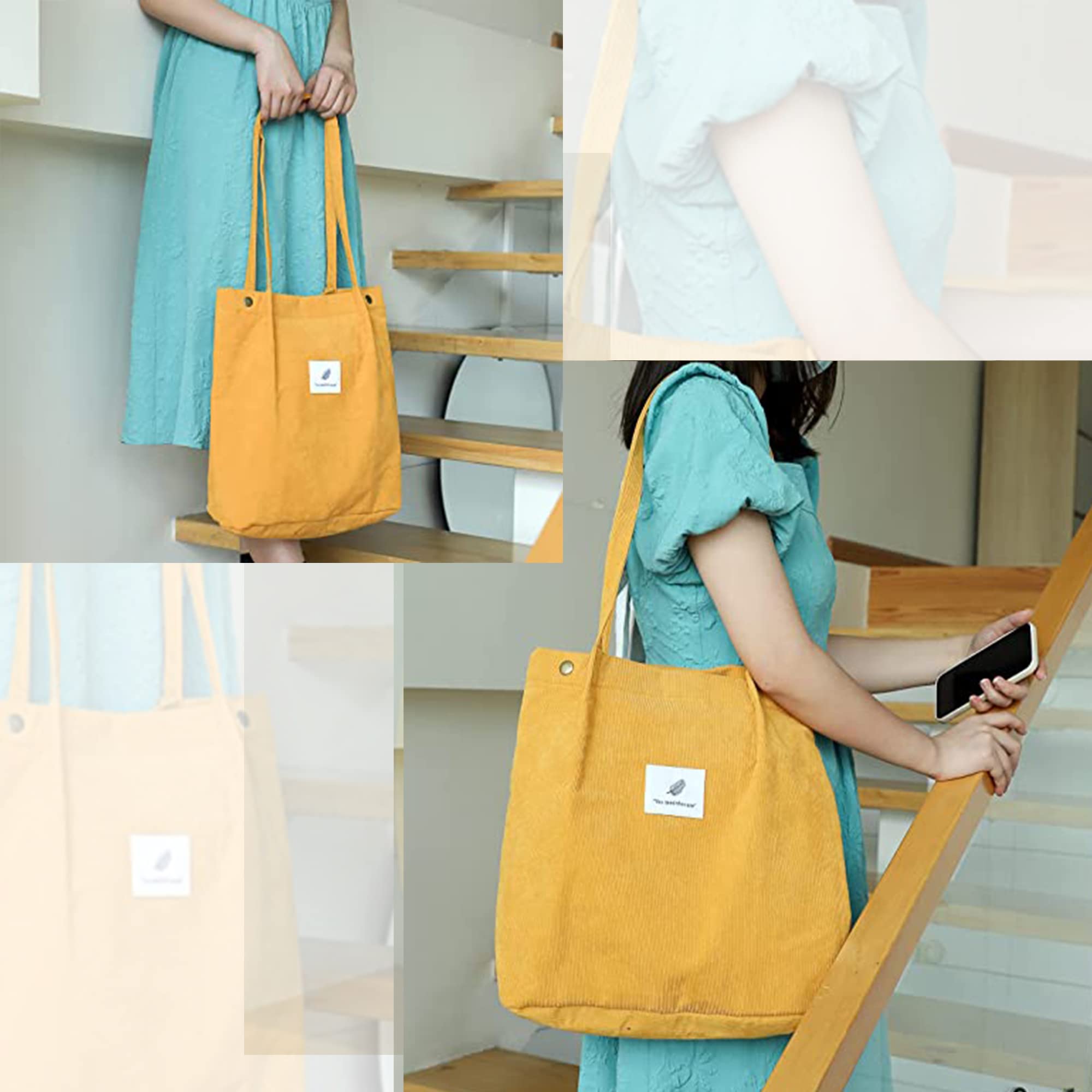 Sable Hub Women's Shopping Bag | Canvas Shoulder Hand Bags | Waterproof, Foldable Tote Bags, Comfortable for Outdoor - Orange