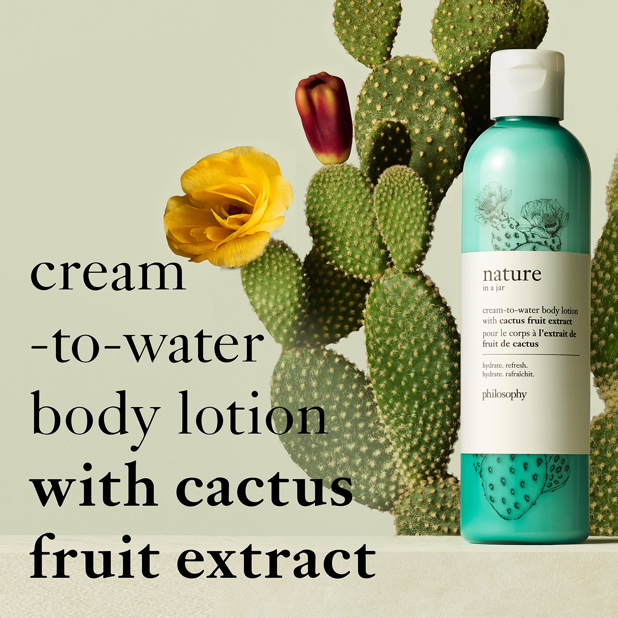 philosophy nature in a jar - cream-to-water body lotion with cactus fruit extract, 8 oz
