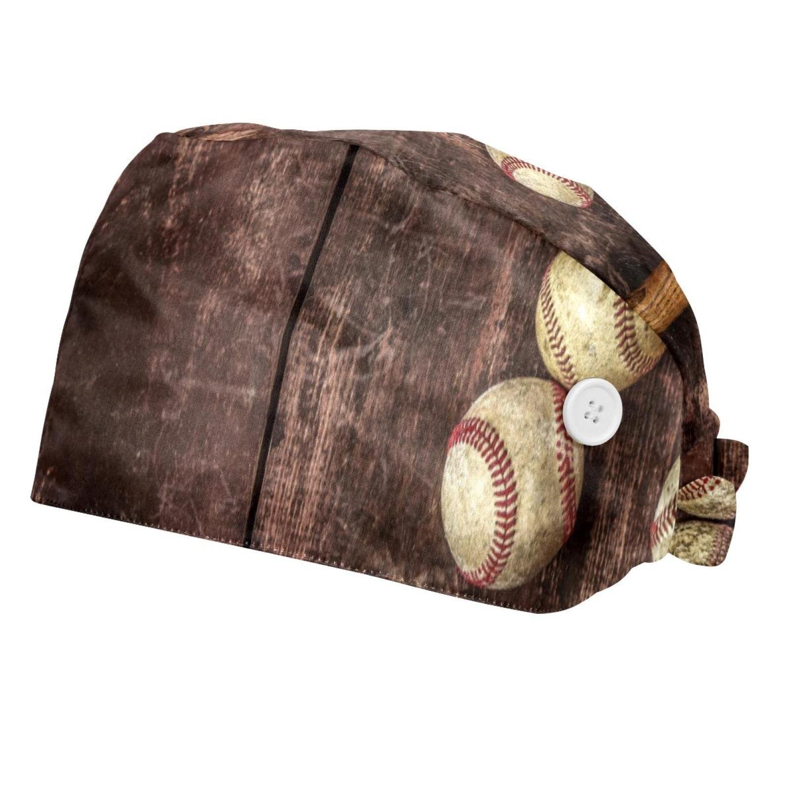 Pshhdgyhs 2 Pcs Adjustable Working Cap with Button, Baseball Surgical Cap Sweatband, Tie Back Hats for Women & Men, Multicoloured 14, Hat diameter is 18cm/7in