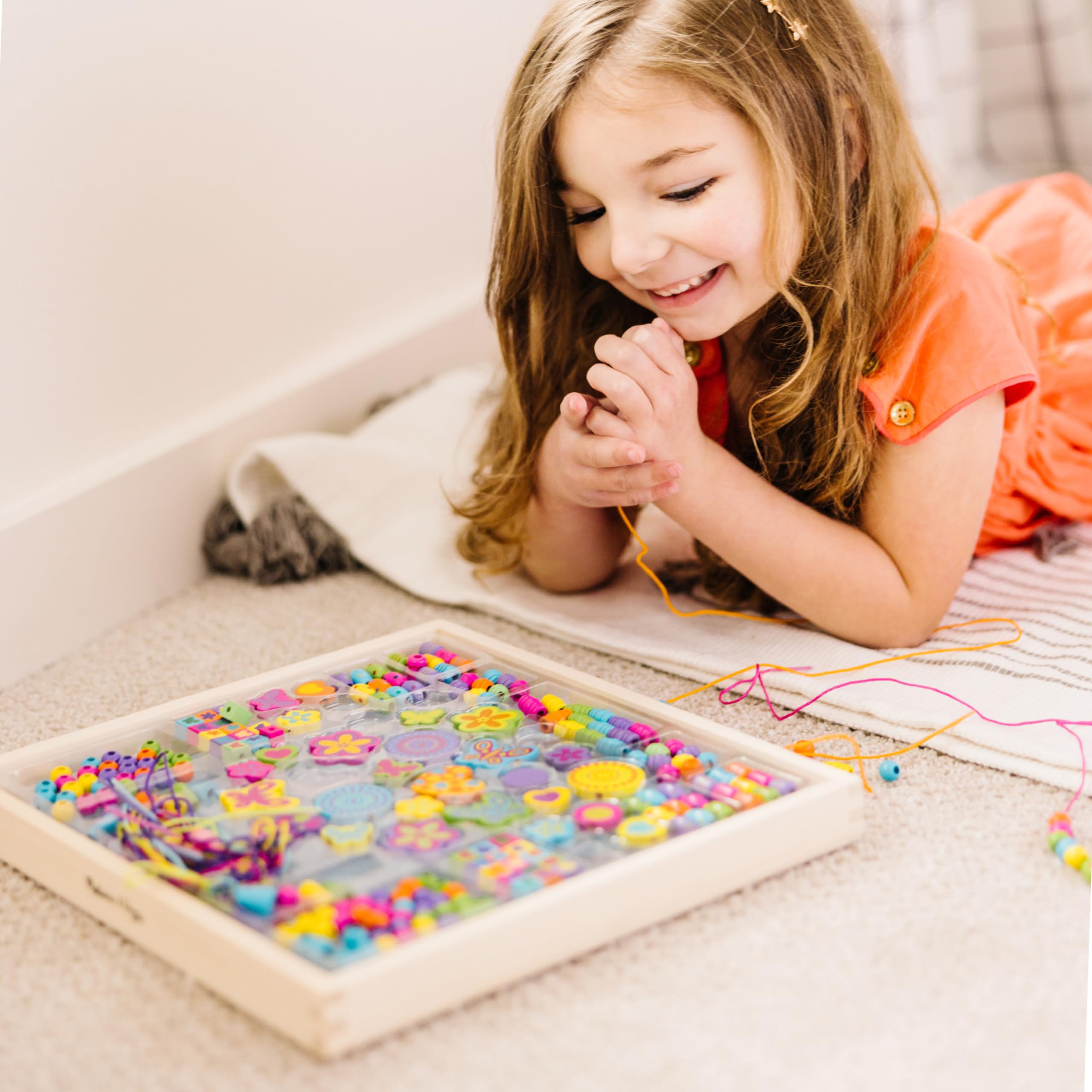 Melissa & Doug Created by Me! Bead Bouquet Deluxe Wooden Bead Set With 220+ Beads for Jewelry-Making, for 4+ years, Multicolor, 9½