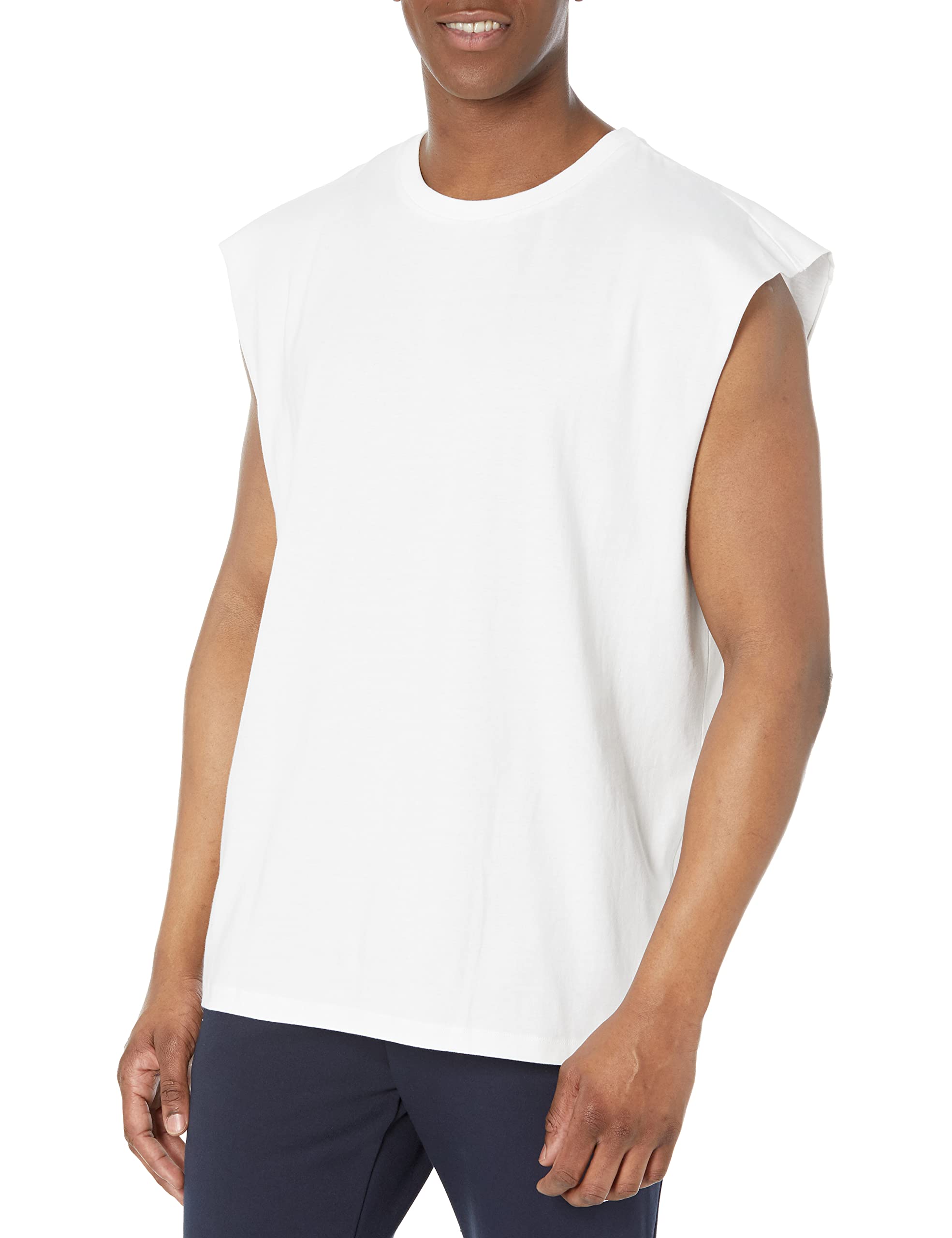Spalding Men's X UNKNWN Sleeveless Cut Off Shirt, Bright White, Large