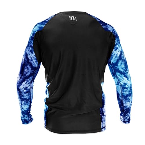 Sanabul Funk Strike Compression Long Sleeve Rash Guard | Stylish Training Shirt for MMA BJJ | Swim Surf Rash Guard for Men (Blue Swirl, Medium)