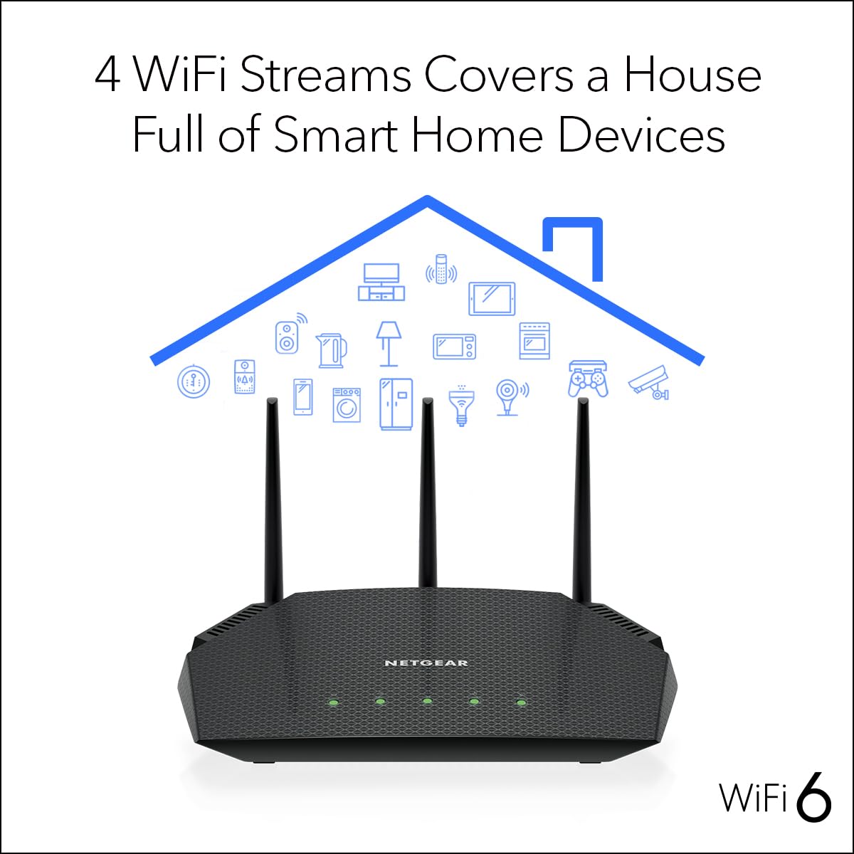 NETGEAR Nighthawk WiFi 6 Router (RAX36S) – 4-Stream Gigabit Router AX3000 Dual-Band Wireless Speed (Up to 3Gbps) | Covers up to 2,000 sq. ft., 25 Devices | Includes 1-Year Armor Internet Security