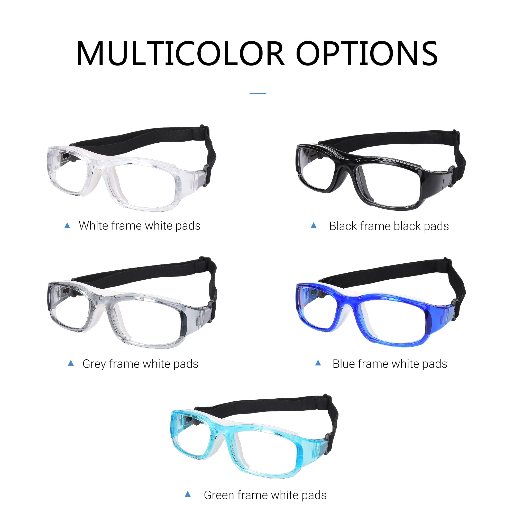 SooGree Sports Glasses for Adults,Protective Eyewear Sunglasses Polarized Sports Cycling Glasse,Anti Fog Shock Absorption with Adjustable Strap(Grey frame White pad
