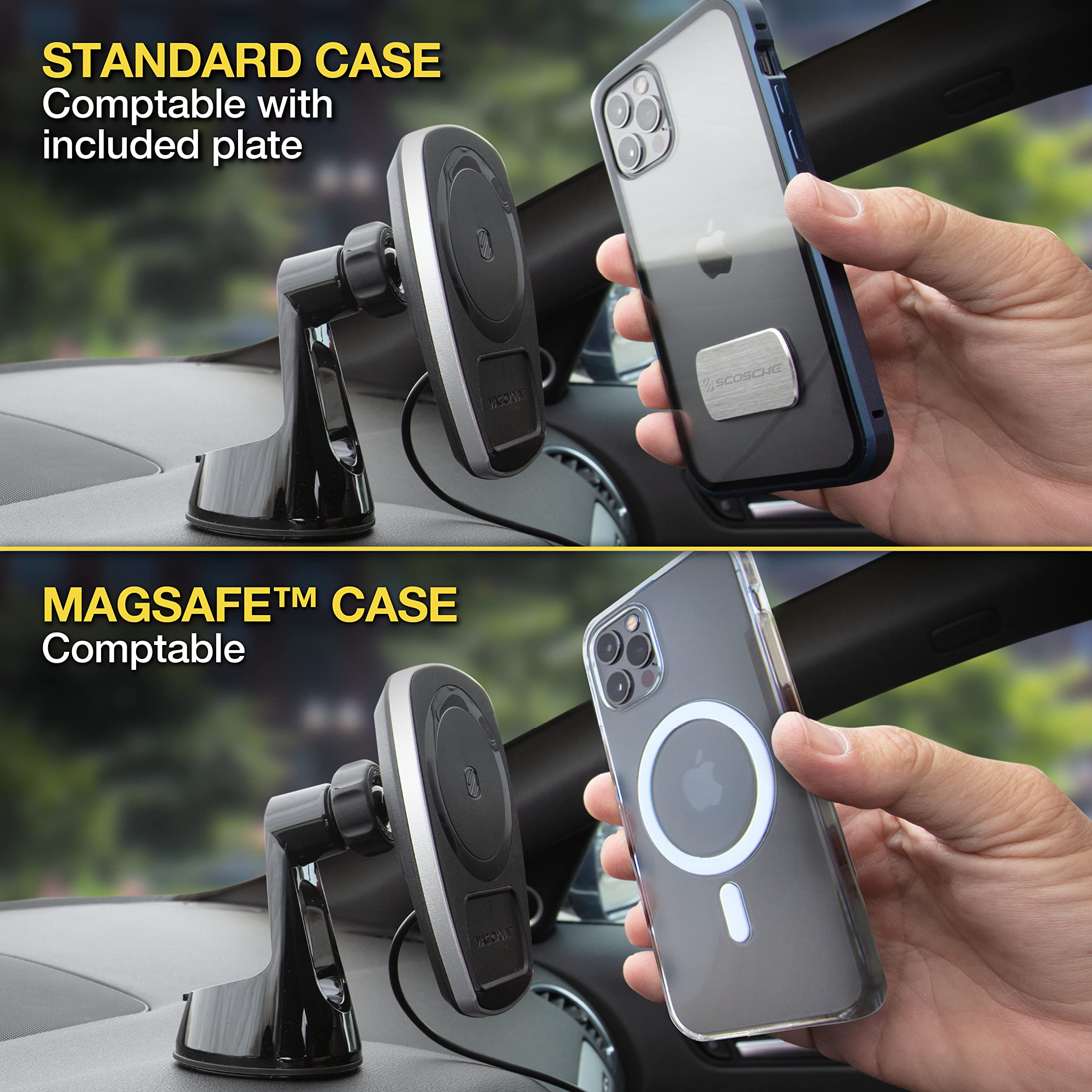 Scosche MPQ4WDEX2 MagicMount Pro Charge4 Telescoping Magnetic 15W Wireless Charging Mount Compatible with MagSafe iPhones, Mag-safe Cases & Qi Devices (NOT Compatible w/ iPhone 13 /14 /15 Pro Series)