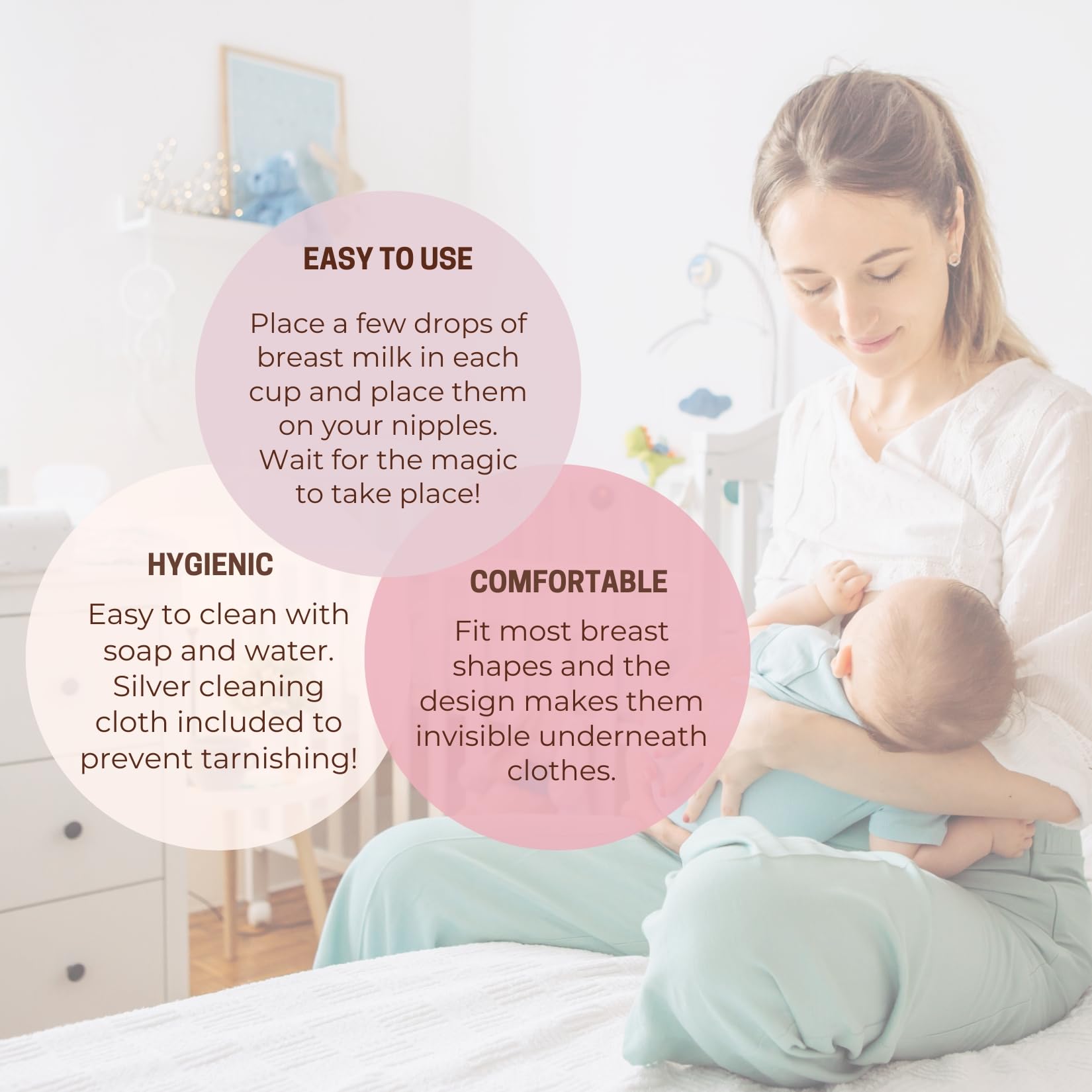 Nipple Shield Breastfeeding, Silver Nursing Cups for Sore Nipples, Silver Nipple Cups, Silver Nipple Covers Breastfeeding Supplies Newborn Must Haves, Nipple Guards, Metal Nipple Shields for Nursing