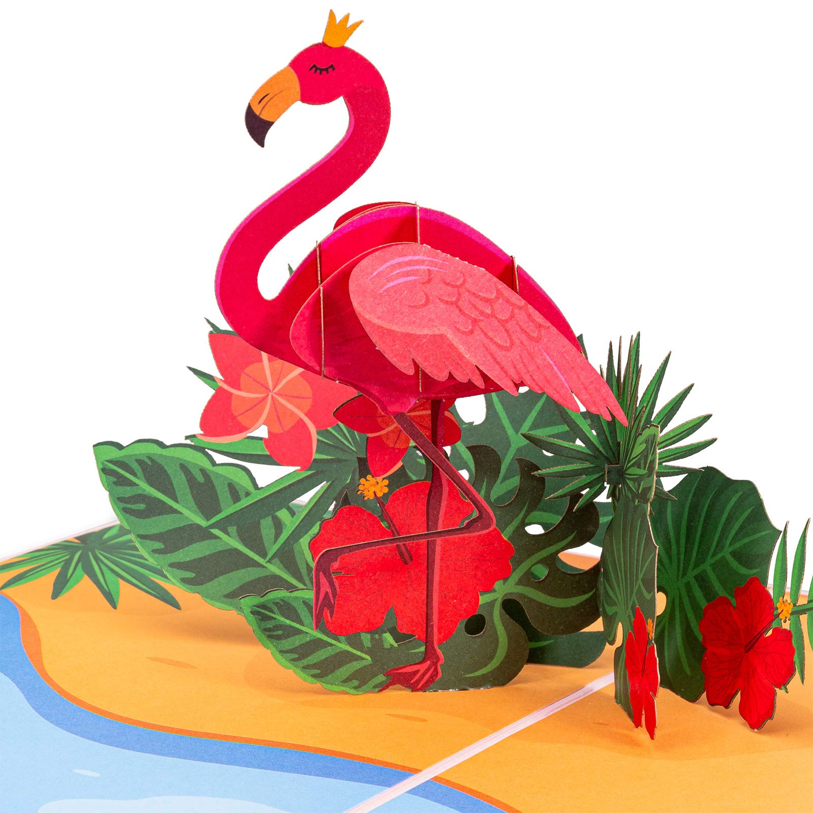 Paper Love Flamingo Pop Up Card, For Summer, Birthday, Wedding, Anniversary, Thank You, Thinking of You, Mothers Day, Valentines Day or All Occasion | 5" x 7"