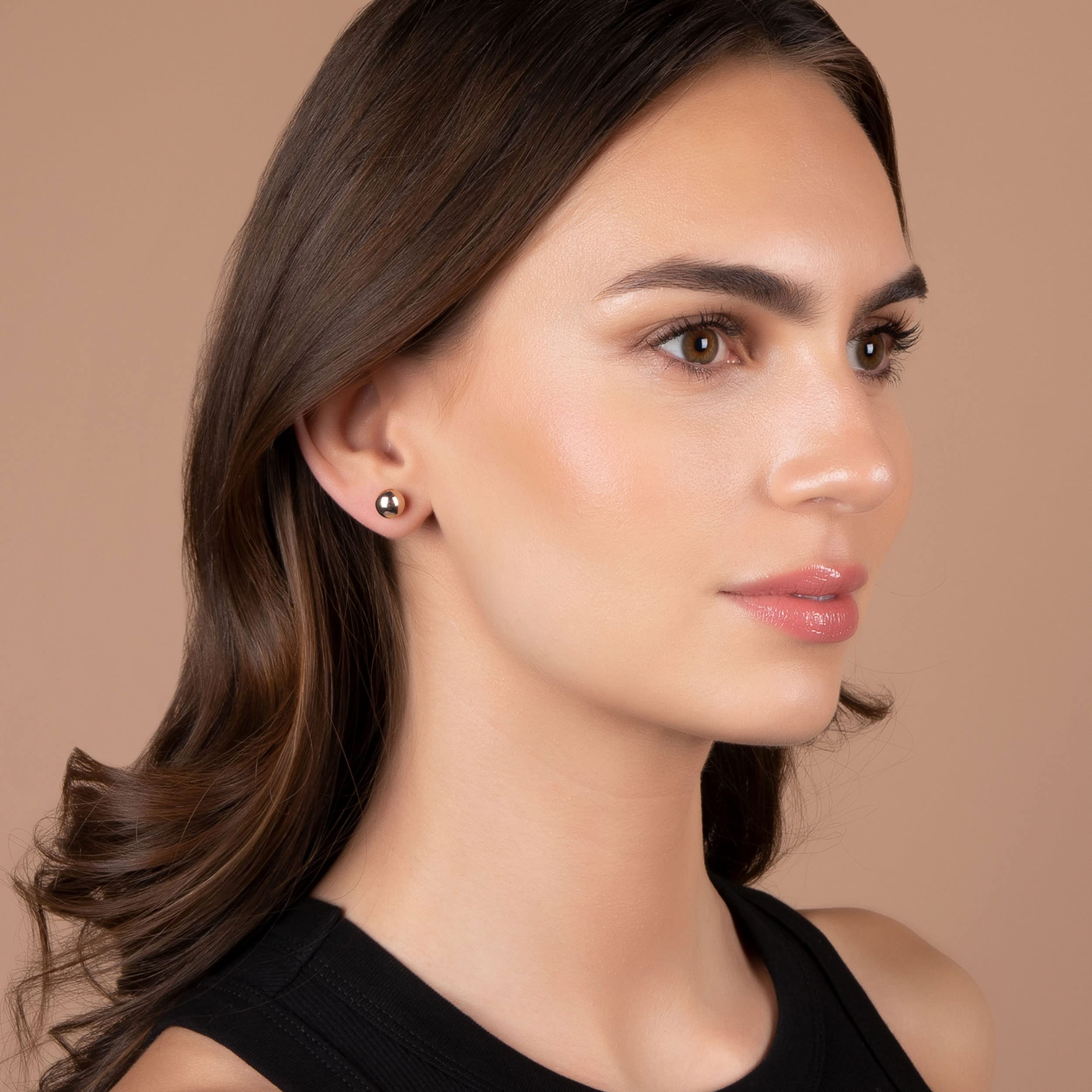 Pori Jewelers Premium 14K Rose Gold 8MM Ball Stud Earrings - Butterfly Backings