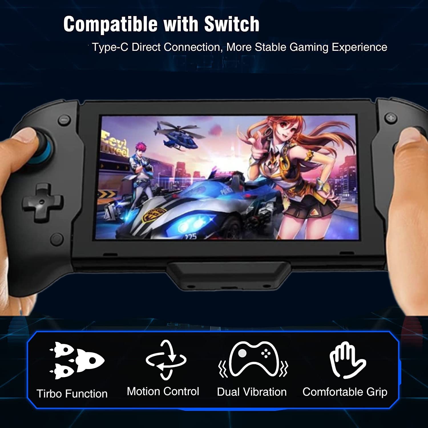 Wireless Controller for Nintendo Switch Joypad Controller Replacement for Nintendo Switch Grip with 6-Axis Gyro, Dual Motor Vibration, Compatible with All Games of Switch,Switch Controller for Handheld Mode(Not for Switch OLED)
