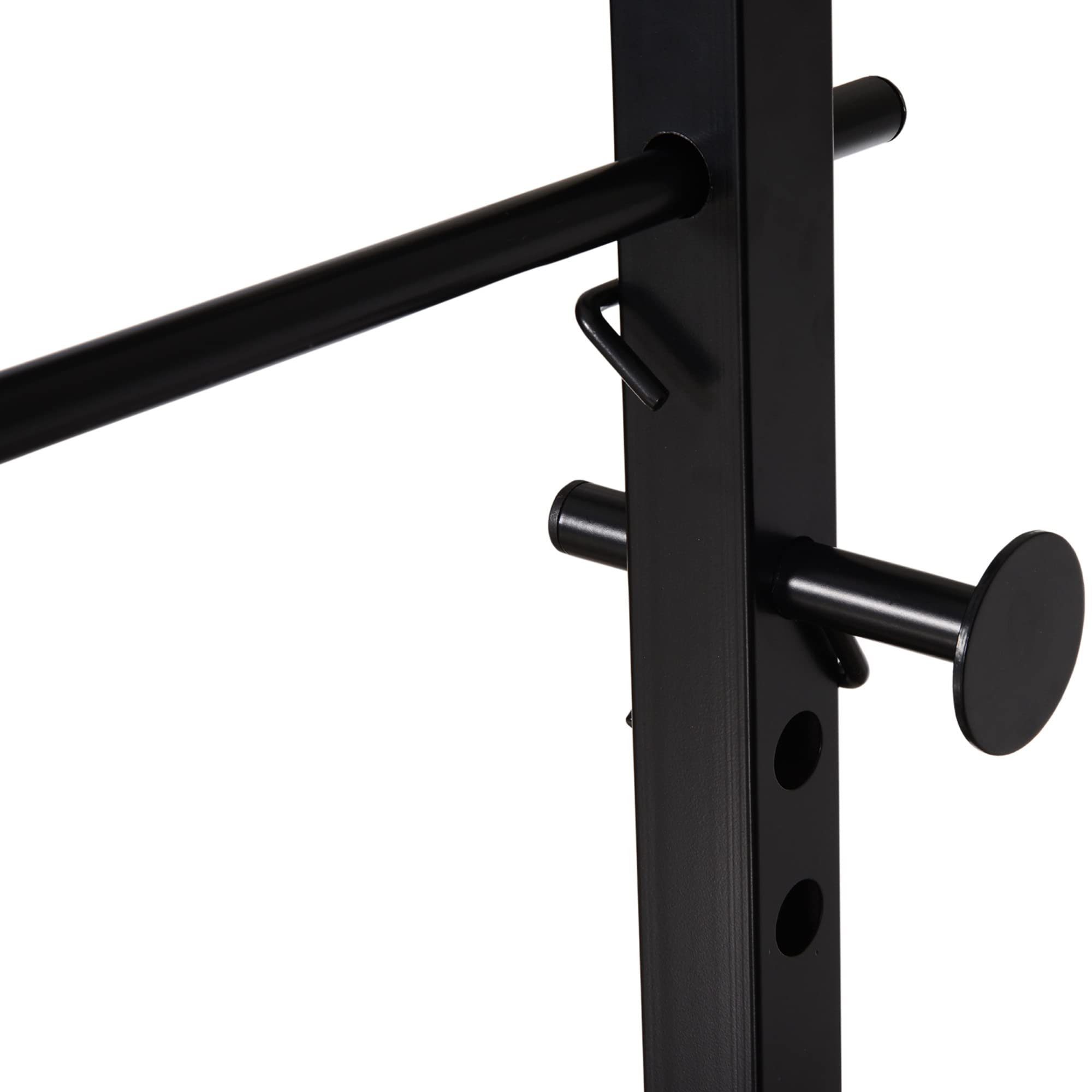 Soozier Heavy-Duty Power Tower Dip Station Pull Up Bar with Foldable Workout Bench and Punching Bag, Multi-Functional Adjustable Strength Training Equipment Power Rack Fitness Equipment for Home Gym
