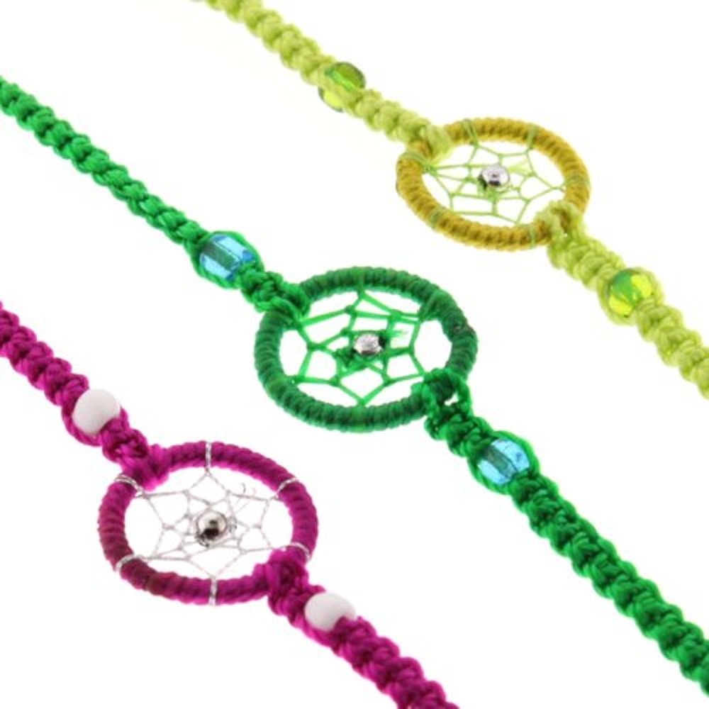 O3 #91 Fifty Pack Woven Friendship Dream Catcher Bracelets Assorted Colors Peru Art