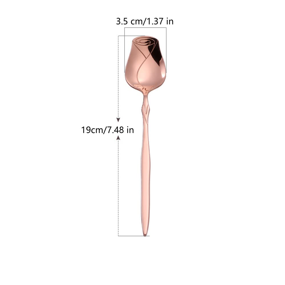 Stainless Steel Spoon Set 5 Pack, Rose flower shaped spoon, Coffee spoon,Dessert Spoon, Ice Cream Spoons, tea spoons,Love spoon, Cute holiday gift (Multicolor)
