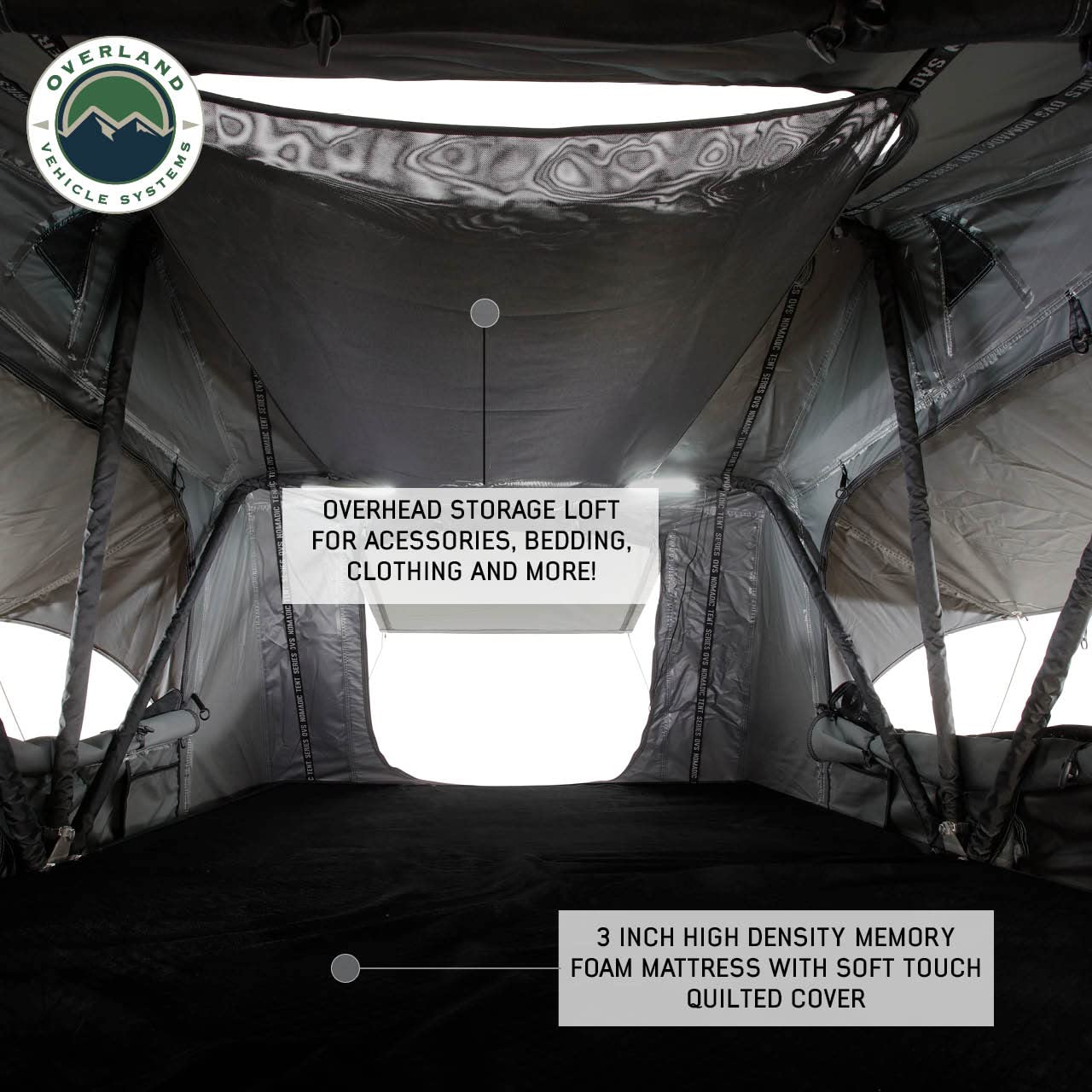OVS Nomadic 4 Extended Roof Top Tent - Dark Gray Base with Green Rain Fly & Black Cover