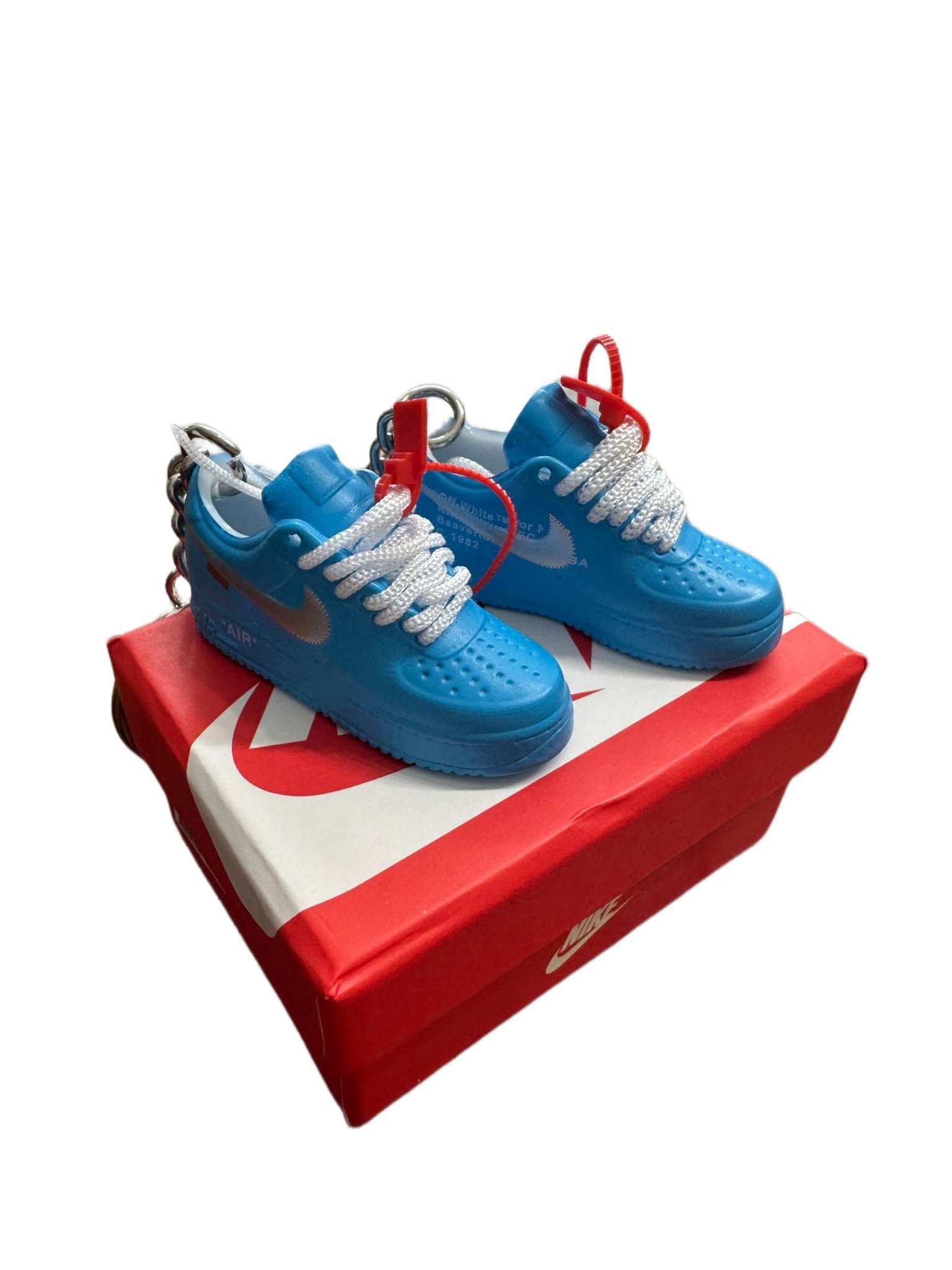 Mini Shoes Keychain Pair or Single With or Without The Box, Mini Kicks, Mini Sneaks, Blue AF1 Mini Kicks Shoes Keychains (Pair No Box)