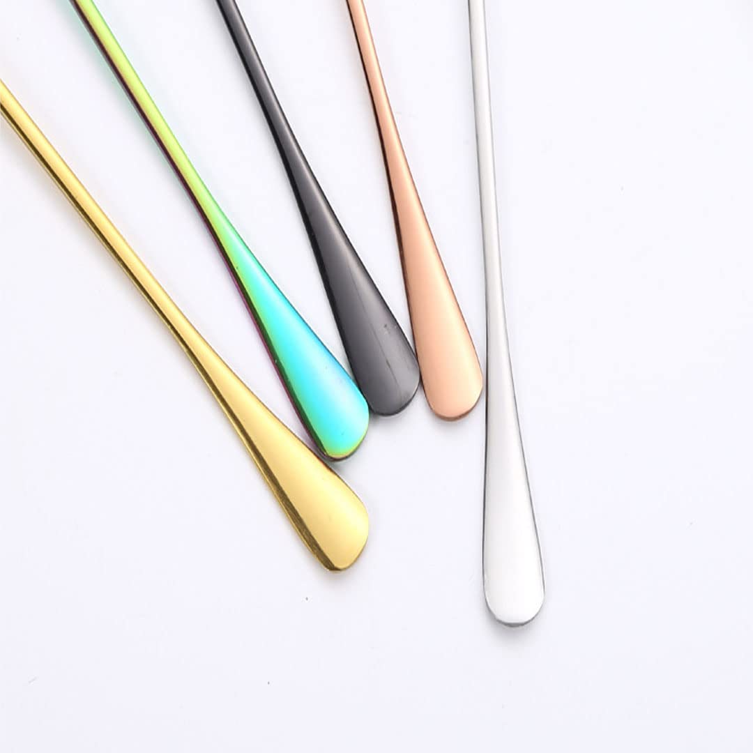 Stainless Steel Spoon, Soup Spoon,Mirror Finish Spoons,Kitchen Serving Spoons,Coffee spoon,Dessert Spoon, Ice Cream Spoons for Soup Rice Tea Milk Coffee Dessert (5 PCS,bright color)