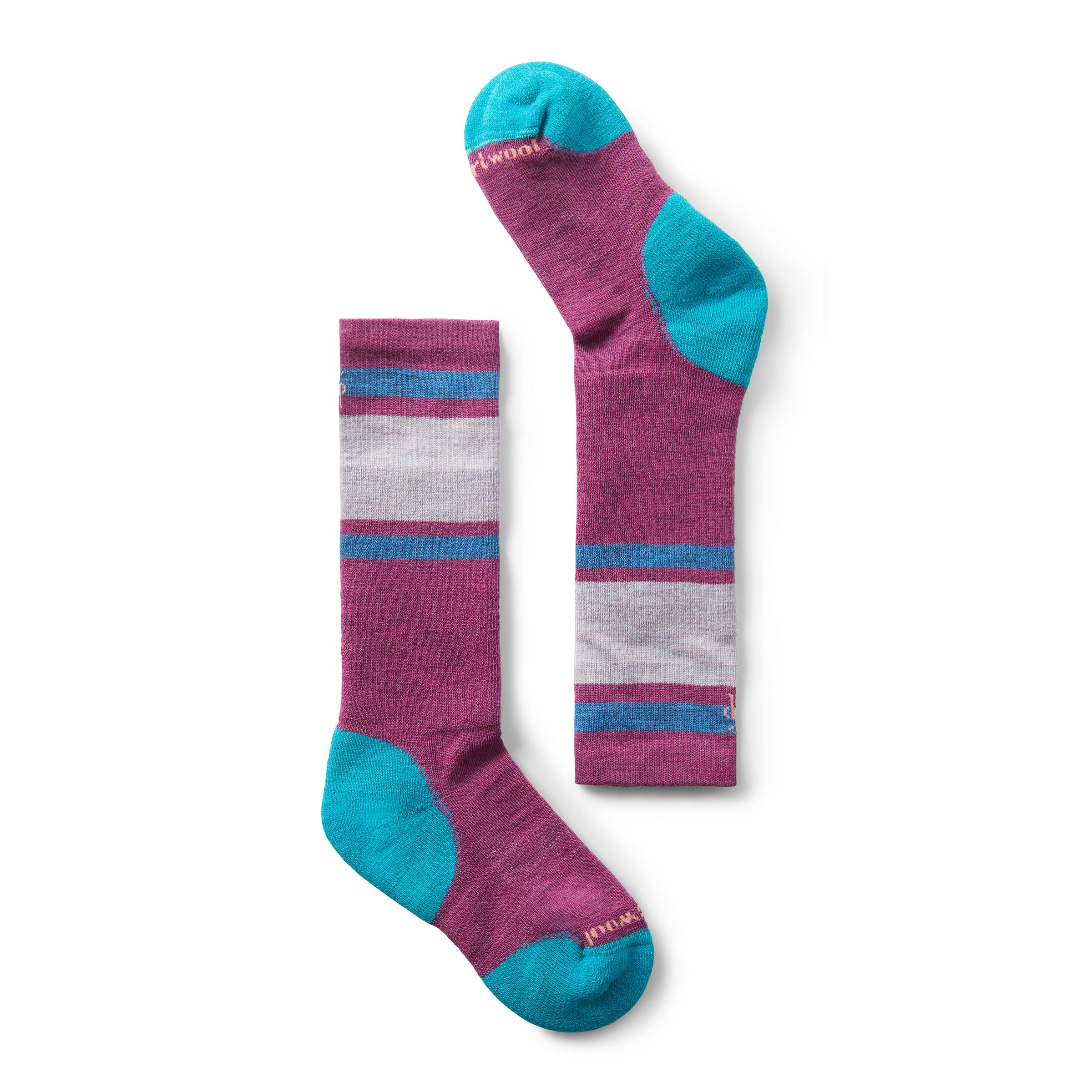 Smartwool Kids' Wintersport Stripe Full Cushion Merino Wool Over The Calf Socks, Meadow Mauve, Small