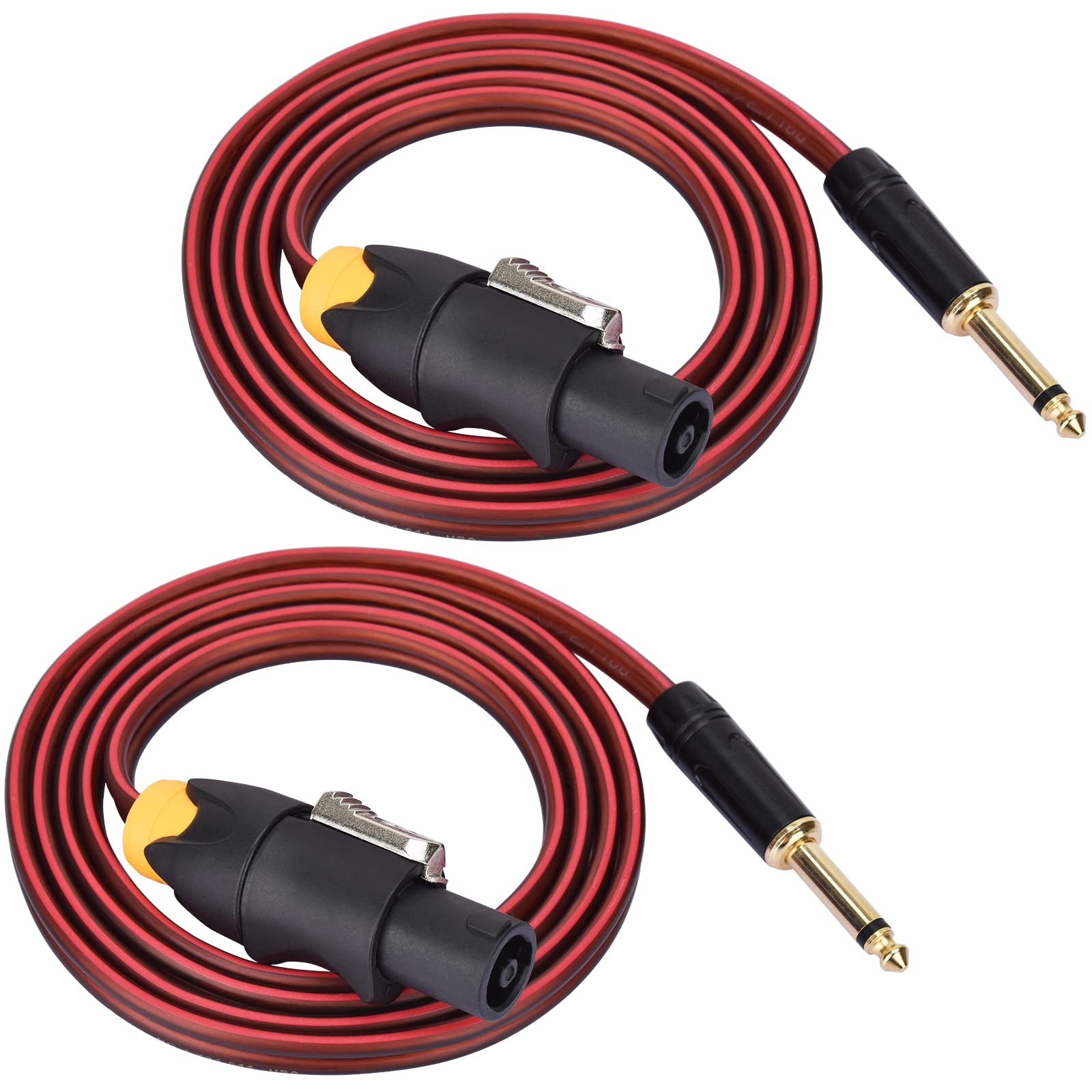 Speakon to 1/4" TS Male Speaker Cables 10FT 2PCS Professional 14 Gauge AWG Wire Audio Amplifier Connection Cord DJ/PA Speaker Cable Wire