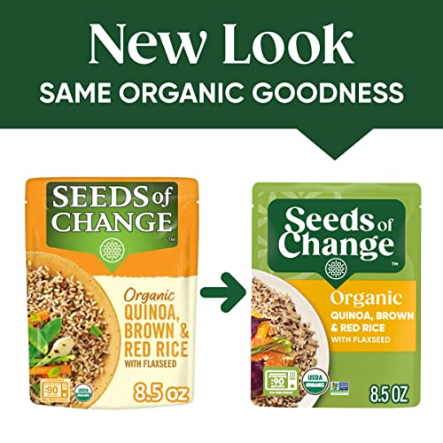 SEEDS OF CHANGE Organic Quinoa, Brown & Red Rice with Flaxseed, Microwaveable Ready to Heat, 8.5 Ounces (Pack of 6)