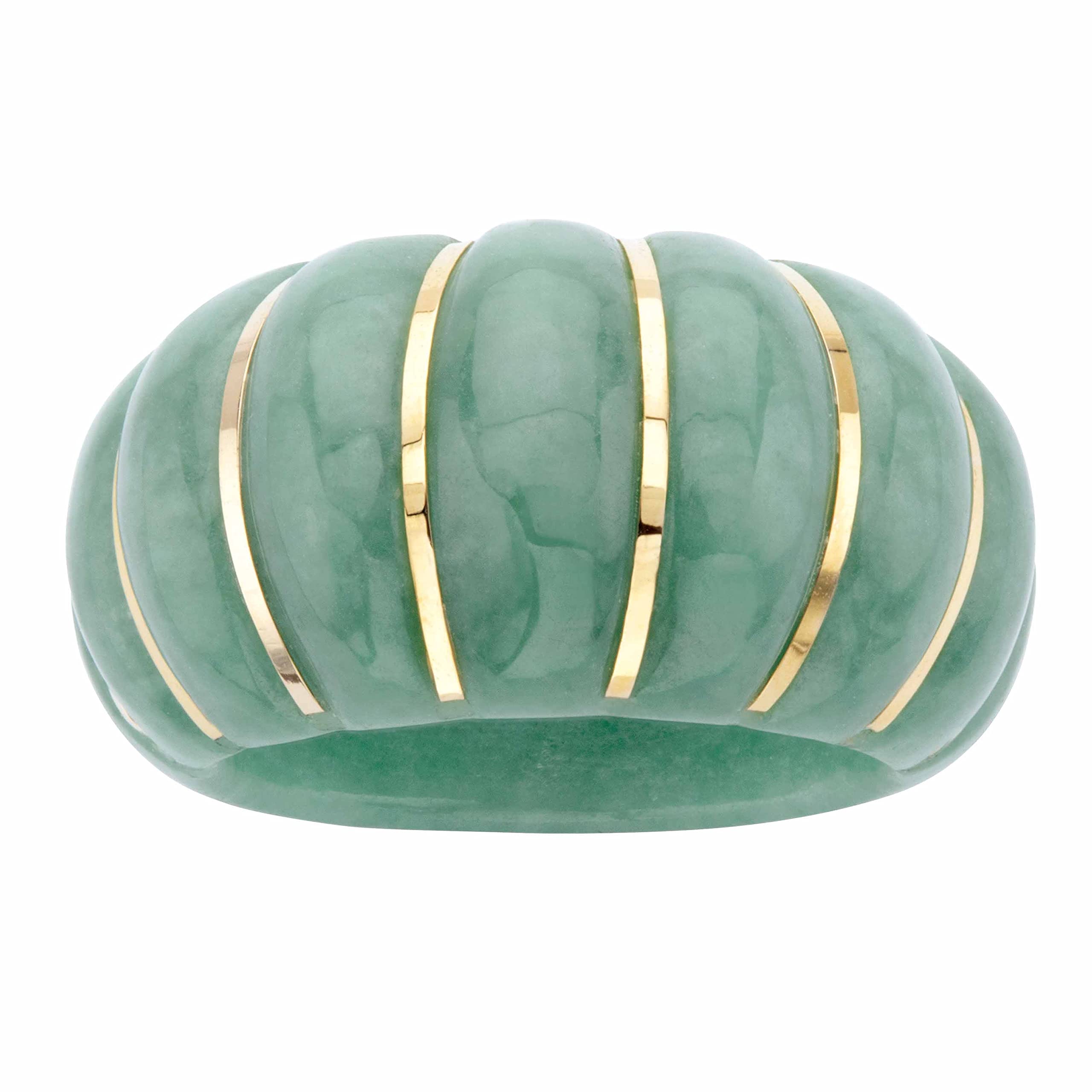 PalmBeach 10K Yellow Gold Genuine Green Jade Shrimp Style Ring Sizes 6-10 Size 9