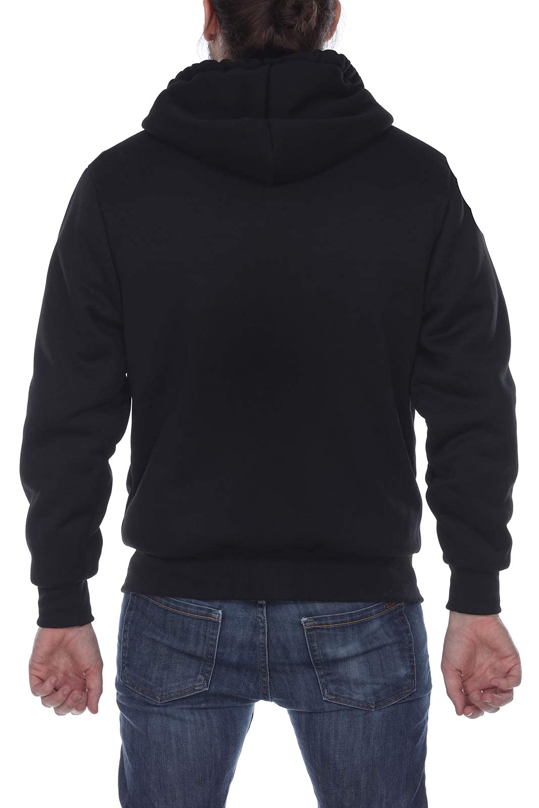 Men's Winter Jacket Heavyweight Fleece Hoodies Full Zip Up Sherpa Lined Fleece Sweatshirt Black Large