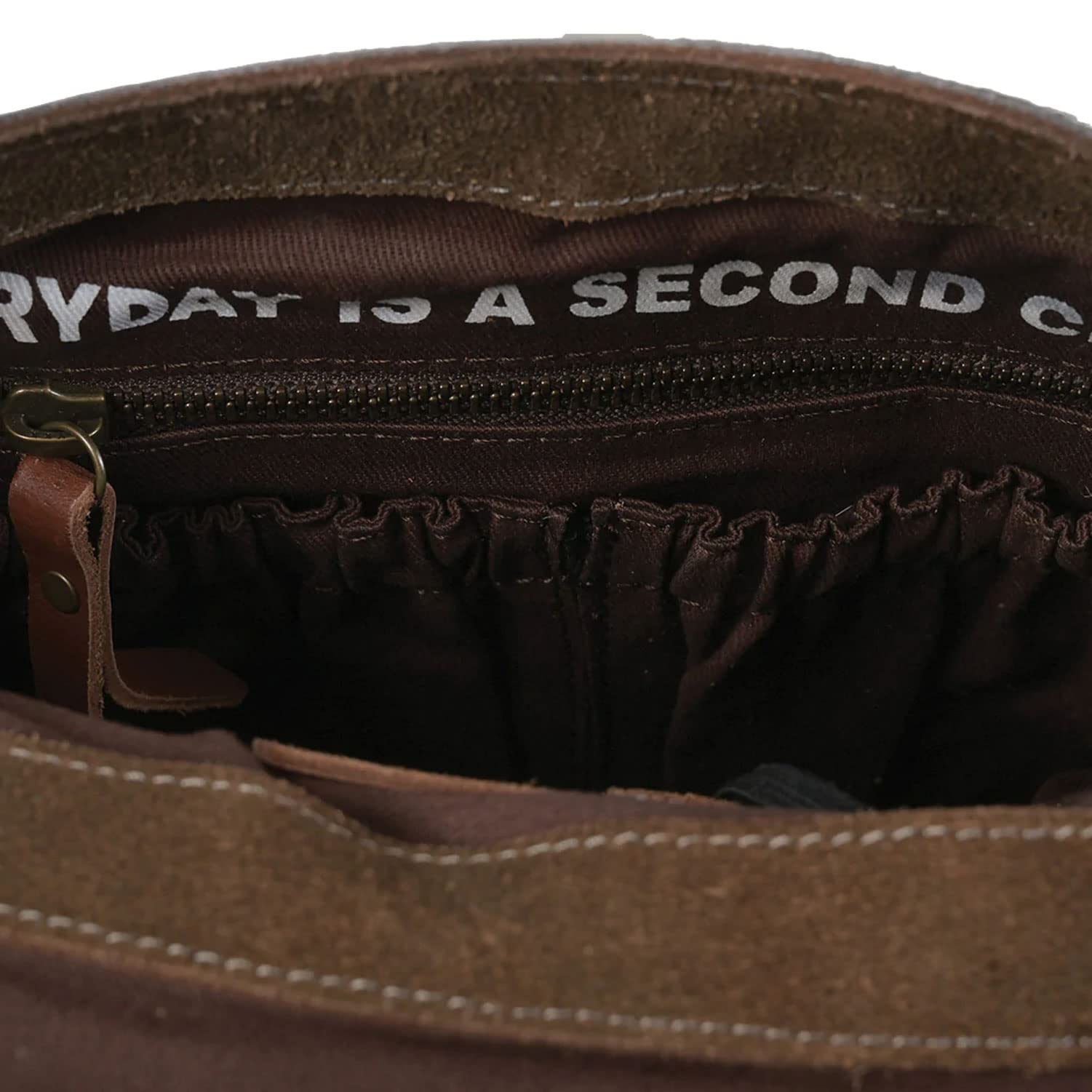 STS Ranchwear Women's Cowhide Saddle Tramp Dakota Crossbody Durable Bag with Adjustable & Removable Leather Strap, Brown Suede