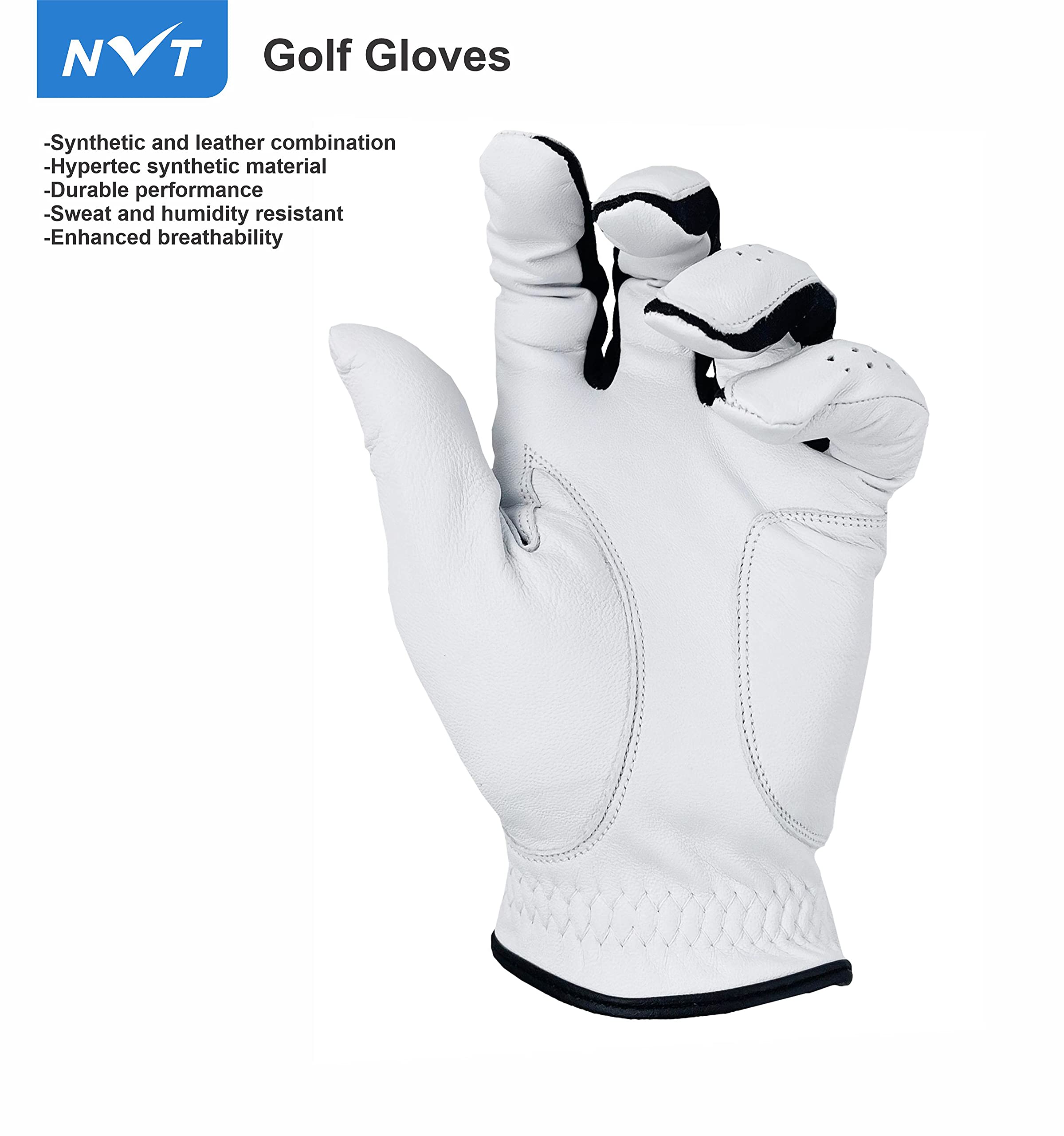 NVT Premium Pro Player Cabretta Leather Golf Glove, Stable Grip Men Golf Gloves, Left Hand (Large L Size).