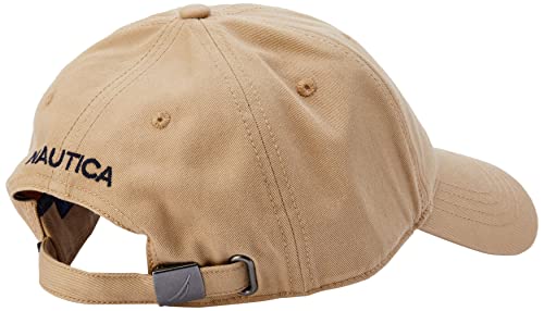 Nautica mens Classic Logo Adjustable Baseball-cap Hat baseball caps, Khaki (Beige), One Size US