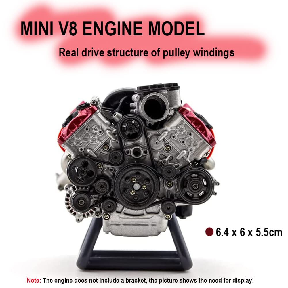 Mini V8 Engine Model Kit That Works Run, STEM Hobby Toy Building Kit for Kids & Adults with DIY Guide & Realistic Parts, for AX90104, SCX10, Capra, VS4-10 Pro/Ultra Model Car