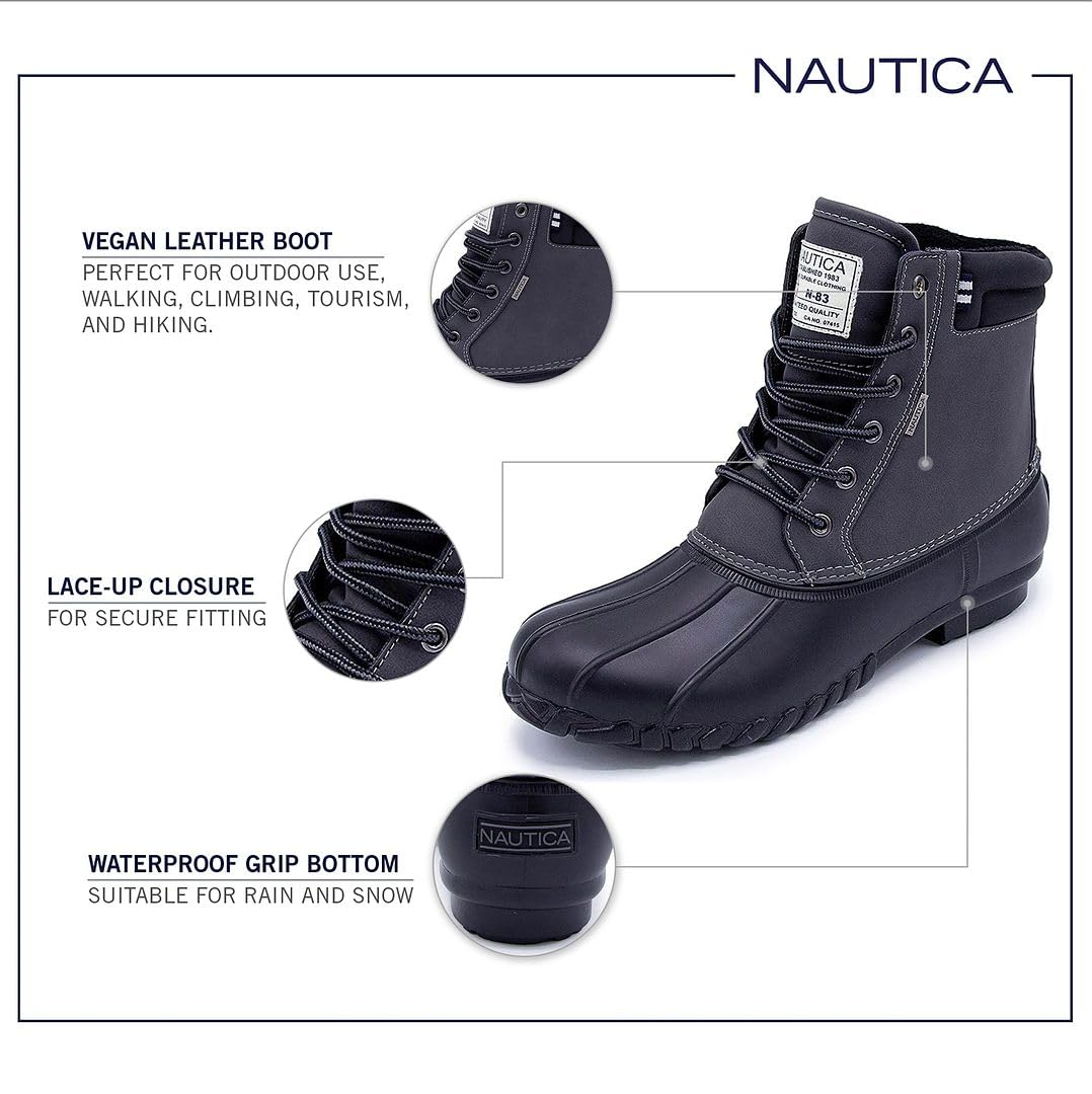 NAUTICA Mens Duck Boots - Waterproof Shell Insulated Snow & Rain Boot - Winter Shoe - Channing-Tan Pebbled-10