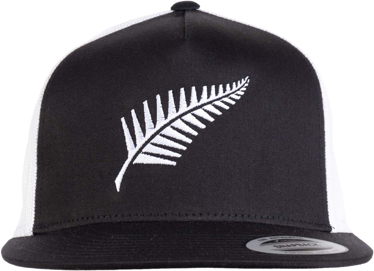 New Zealand Pride | Kiwi Silver Fern Southern Cross Black Baseball Cap Dad Hat-(Trucker, 2 Tone)