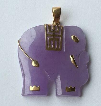 NVTHINH Charming! 25x25mm Purple Jade Elephant Pendant Necklace AAA Grade (Gem Color: green)
