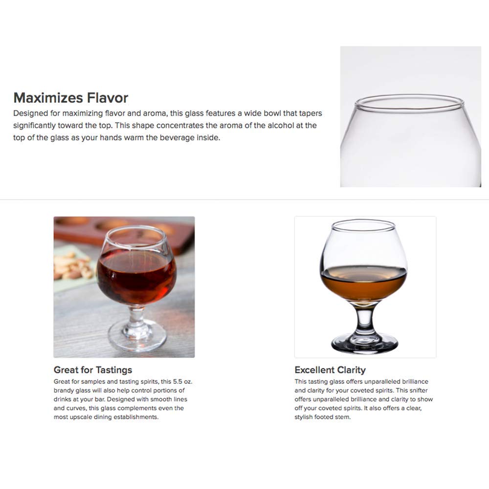 The Bar Glass Brandy Tasting Snifter Glass 5.5 oz (4, 5.5 oz)