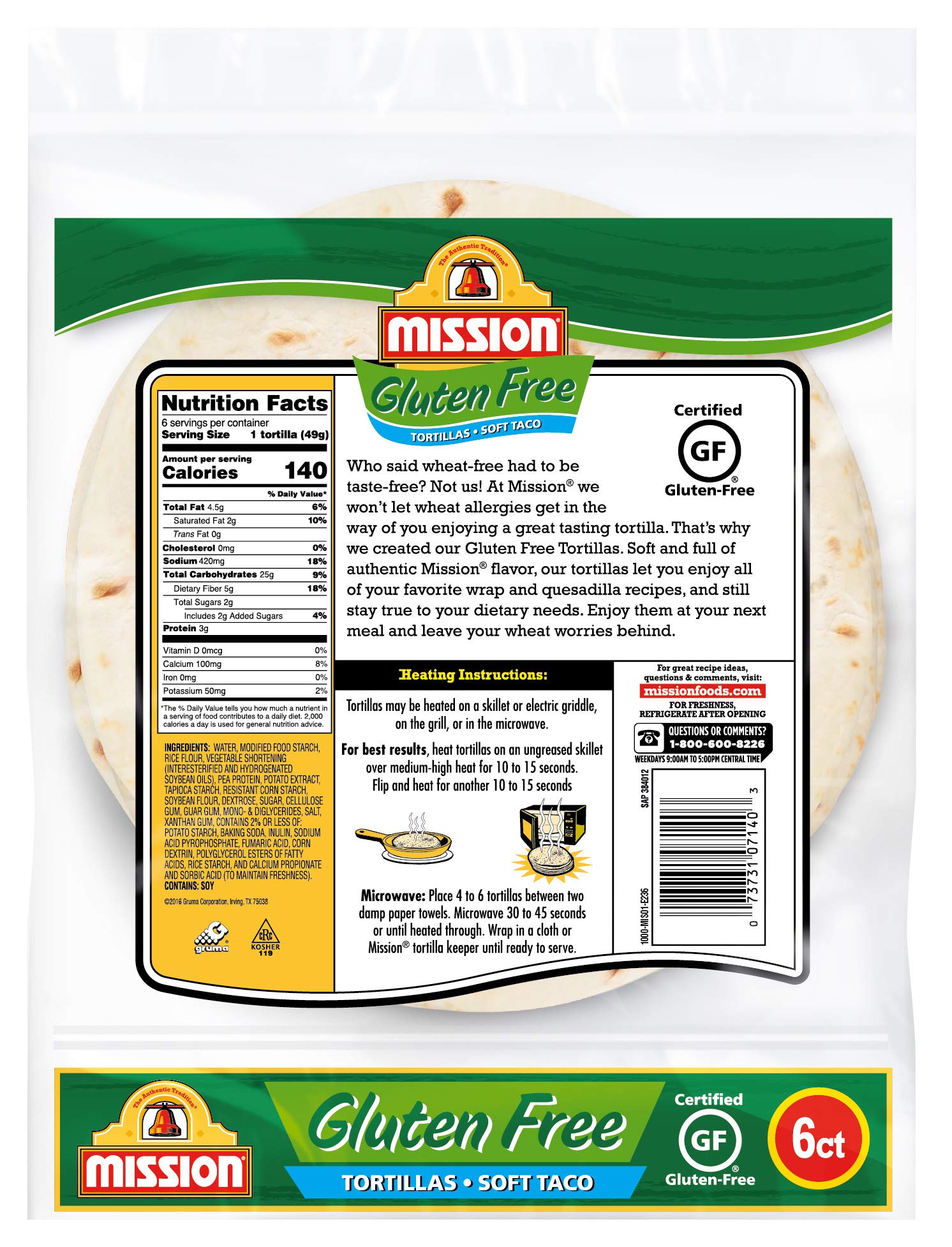 Mission, Gluten Free Soft Taco Tortillas 10.5 Ounce6ct