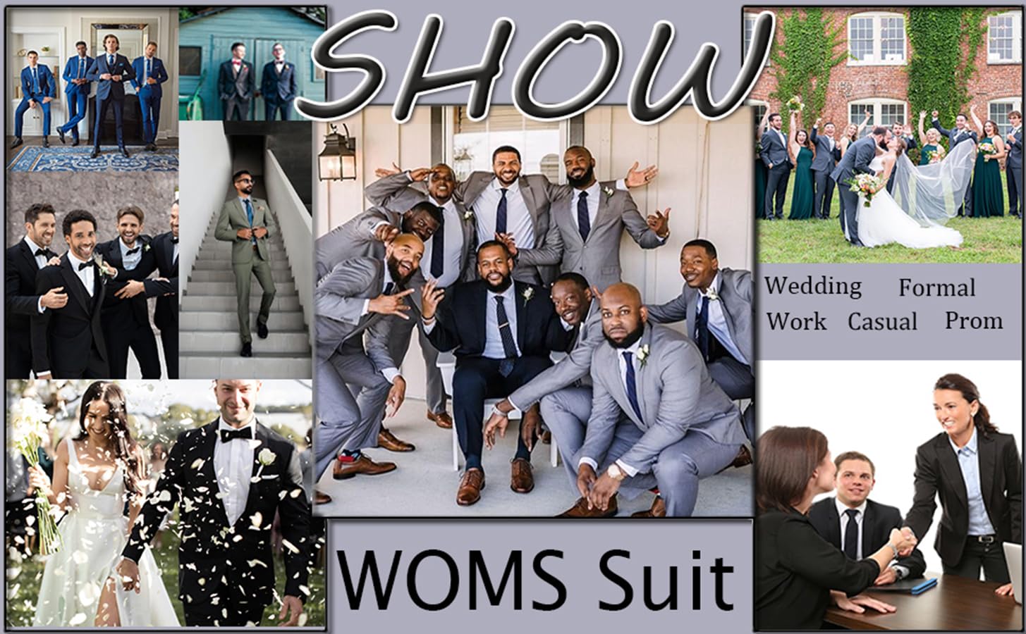 Mens 3 Piece Suit Set,Slim Fit Suits for Men,Solid Jacket,Vest,Pants Tuxedo Black M