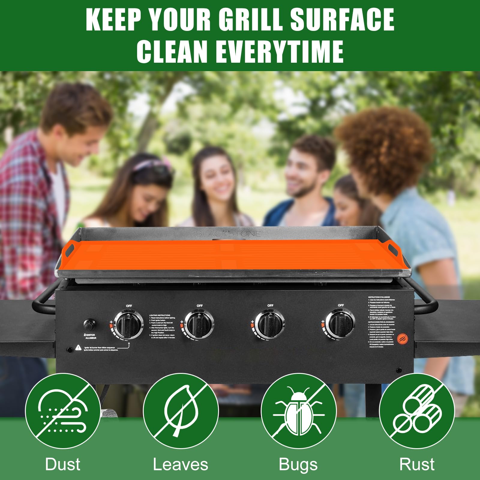 MOFEEZ 36" Silicone Griddle Mat for Blackstone Griddle, Heavy-Duty Food-Grade Magnetic Silicone Protective Mat with Handle