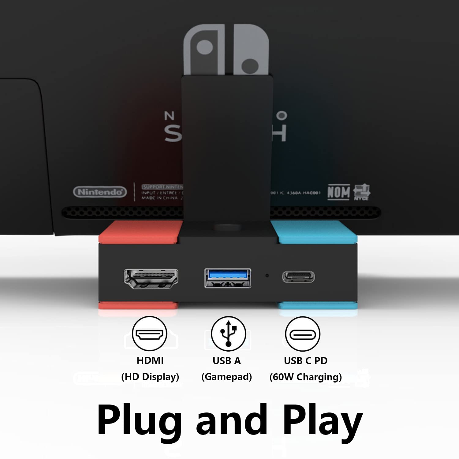 NXPGKEA Nintendo Switch Docking Station Charging with Official Switch TV Dock 4K HDMI and Charger Travel Base Portable Stand Converter Power Type C USB 3.0 Port Adapter Charging Stand