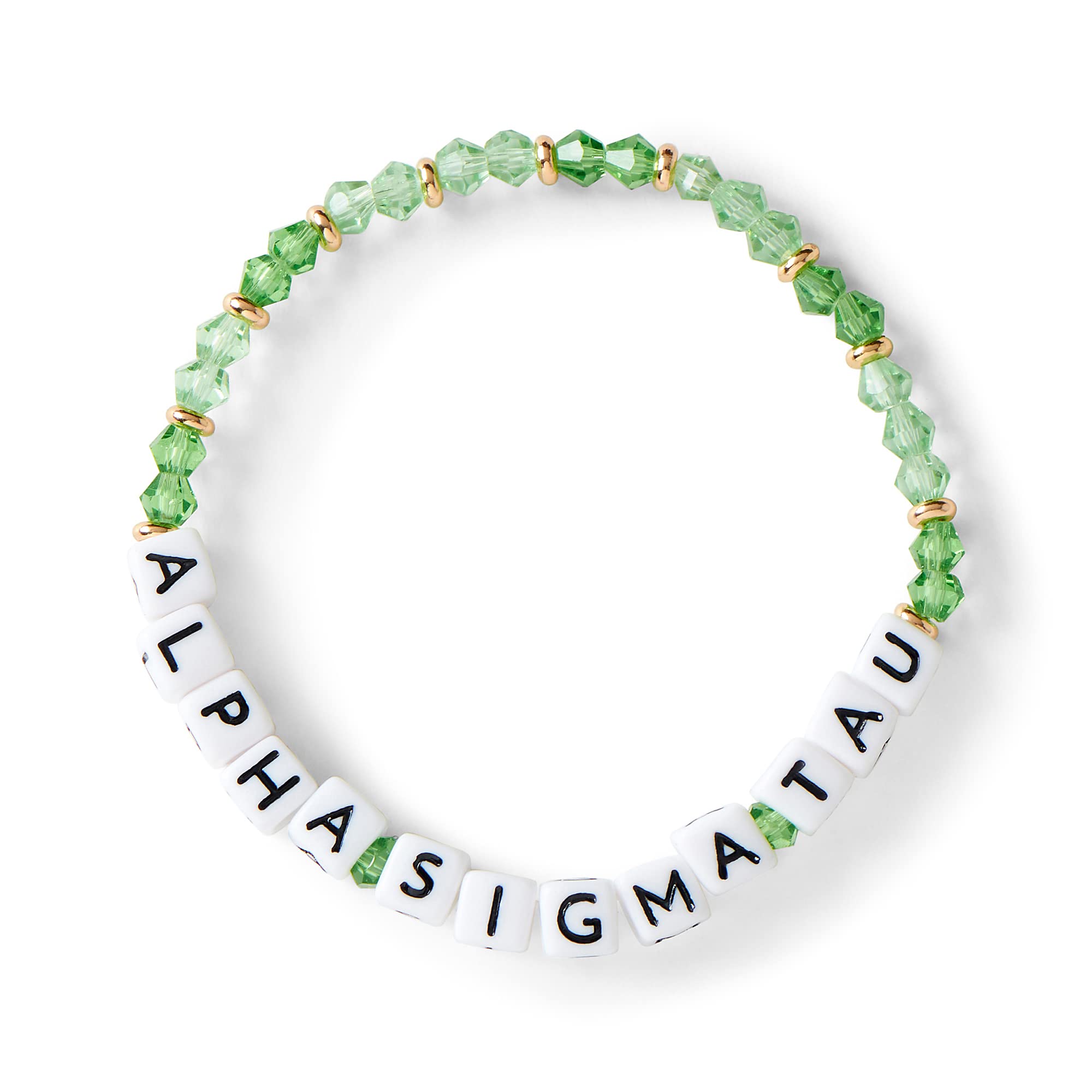 Sorority Shop Alpha Sigma Tau Bracelet β Glass Bead Bracelet with AST Name Beads and 18K Gold Accent Beads, Greek Sorority Jewelry for Big Little Sorority Gifts