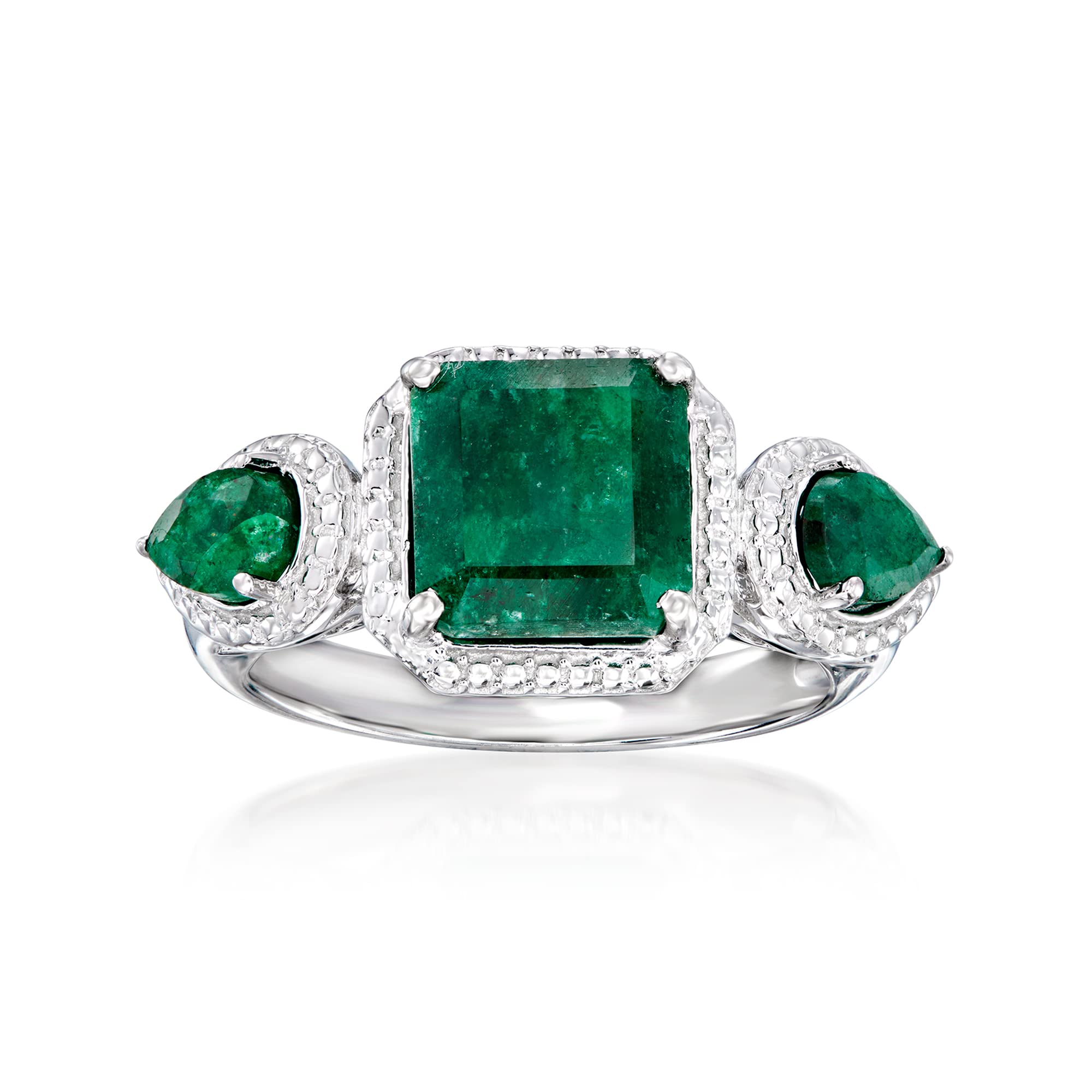 Ross-Simons 2.50 ct. t.w. Emerald Ring in Sterling Silver. Size 8