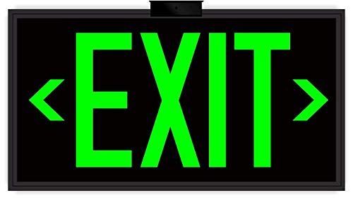 Photoluminescent Exit Sign Black Framed Flag/Ceiling Mount (Removable Arrows) Code Approved UL 924- IBC-NFPA