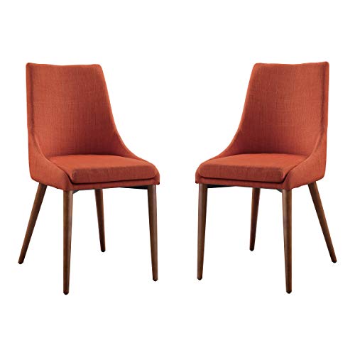OSP Home Furnishings Palmer Mid-Century Modern Dining Accent Chair 2-Pack, Tangerine